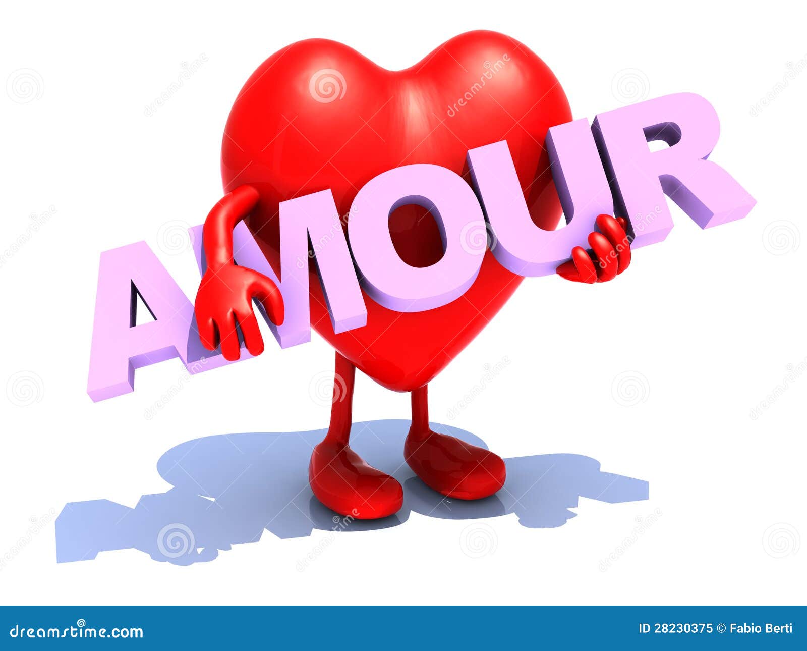 Heart that Embraces Word Amour Stock Illustration - Illustration of ...