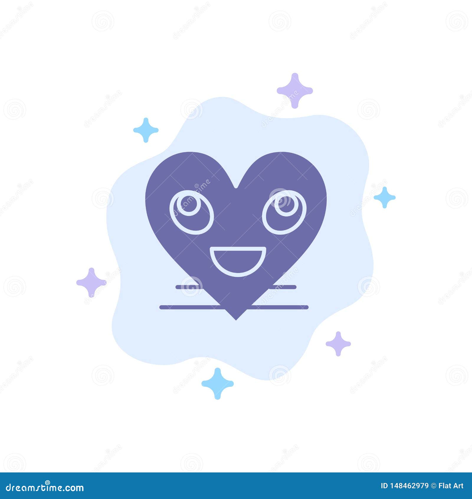 Heart, Emojis, Smiley, Face, Smile Blue Icon on Abstract Cloud ...