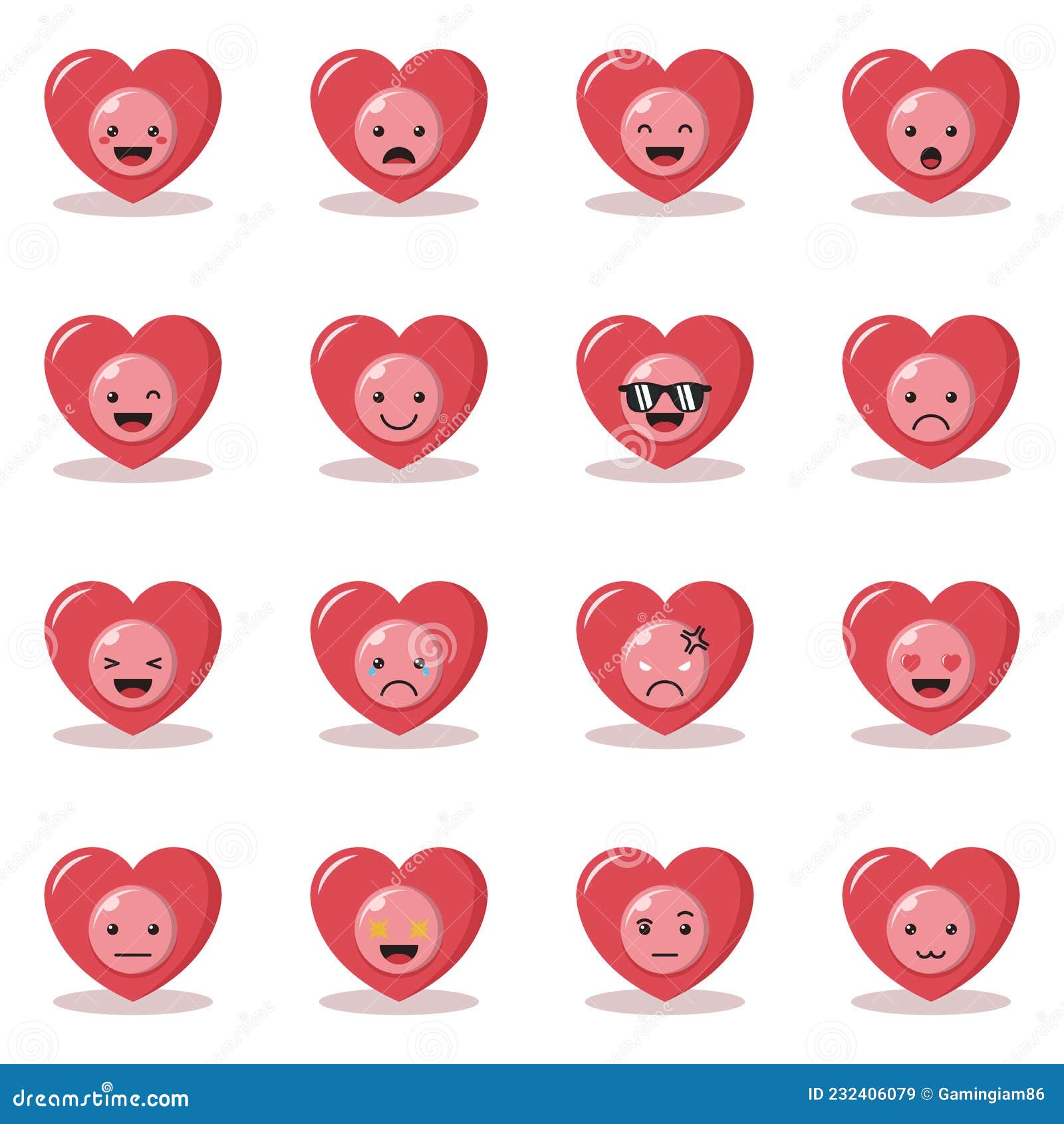 Heart Emoticon Character Icon for Apps Stock Vector - Illustration of ...
