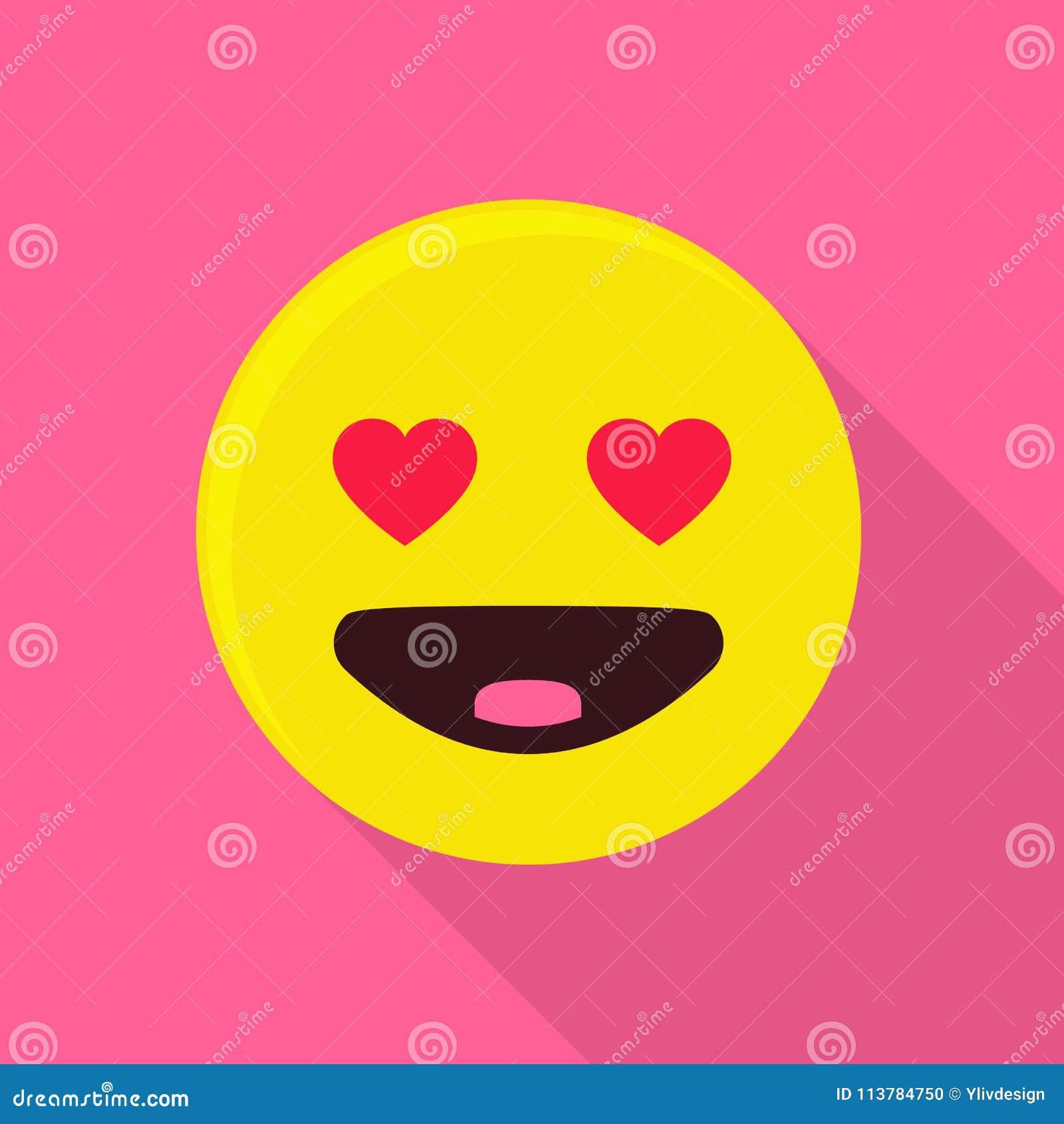 Heart Emoticon Icon, Flat Style Stock Vector - Illustration of ...