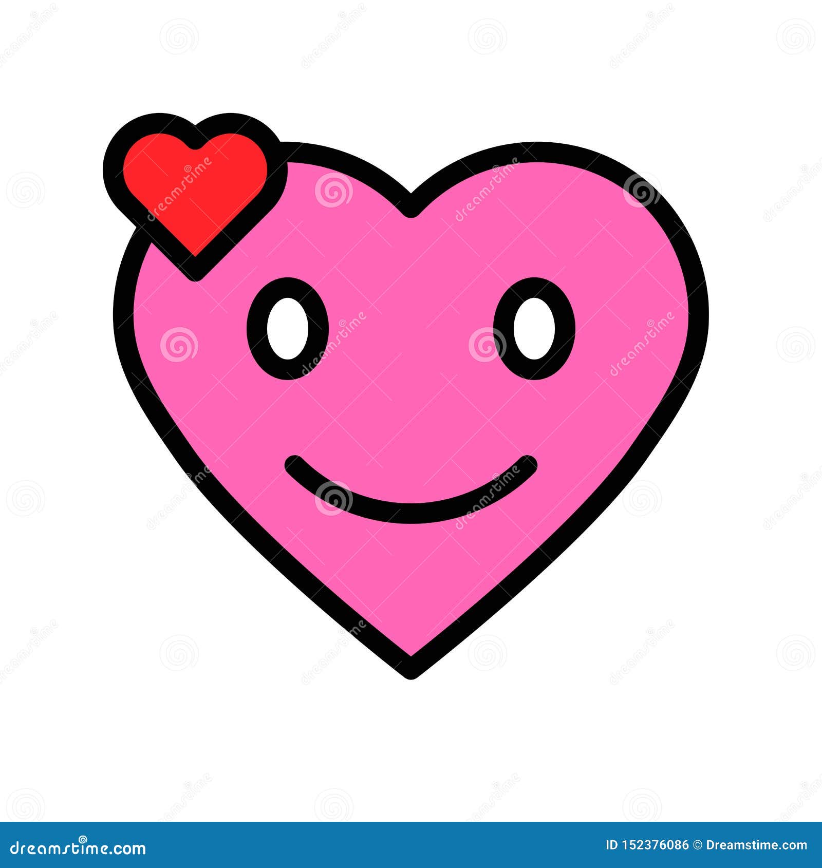 Heart Emoticon Vector Illustration, Filled Style Icon Editable Outline ...
