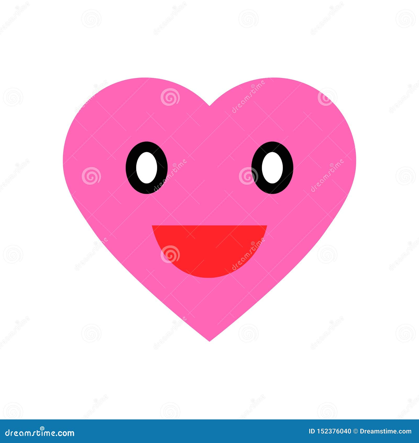 Heart Emoticon Vector Illustration, Isolated Flat Style Icon Stock ...