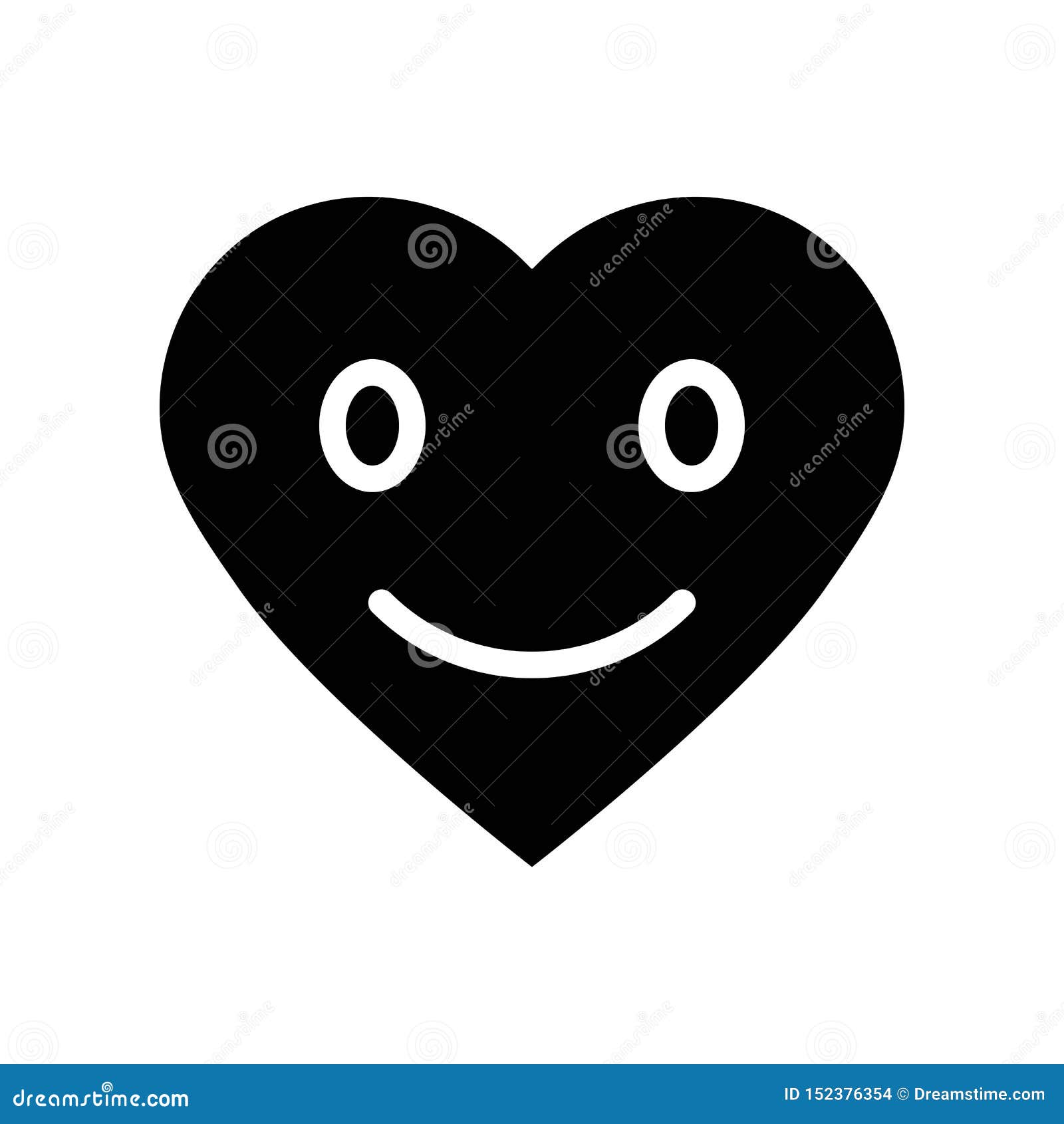 Heart Emoticon Vector Illustration, Isolated Solid Style Icon Stock ...