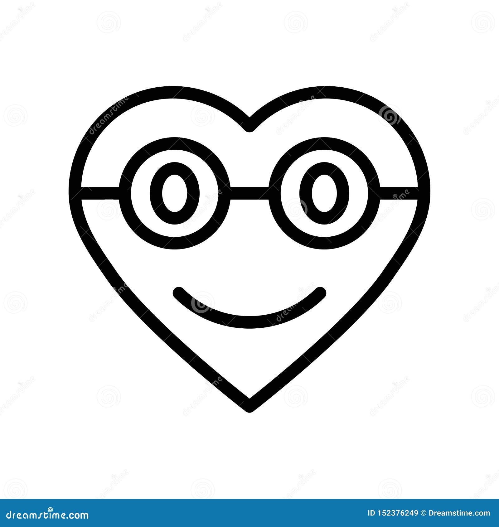 Heart Emoticon Vector Illustration, Line Style Icon Editable Outline ...