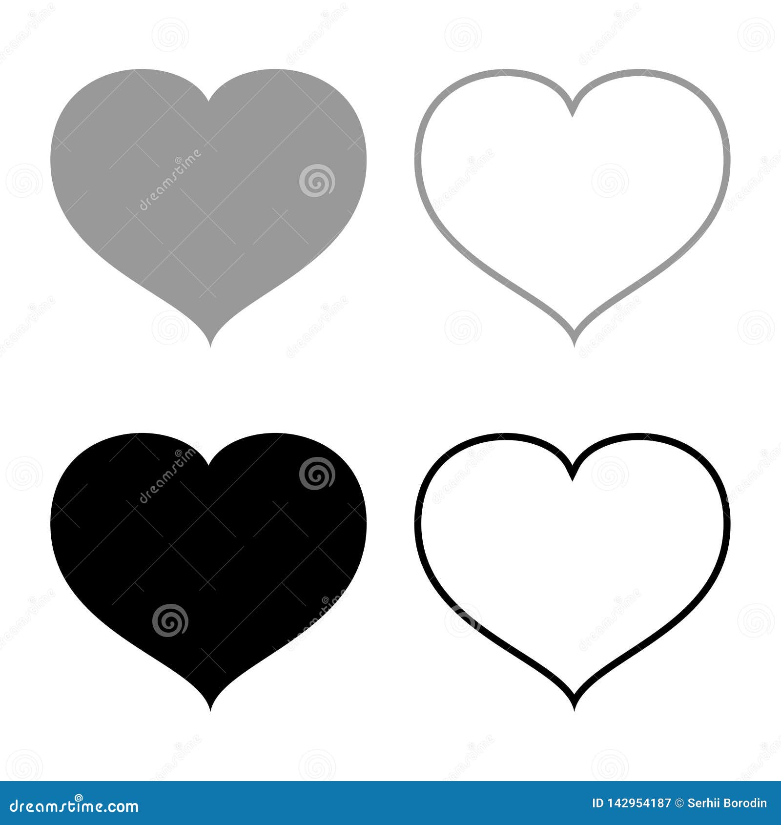 Heart with End Icon Set Black Grey Color Stock Vector - Illustration of ...
