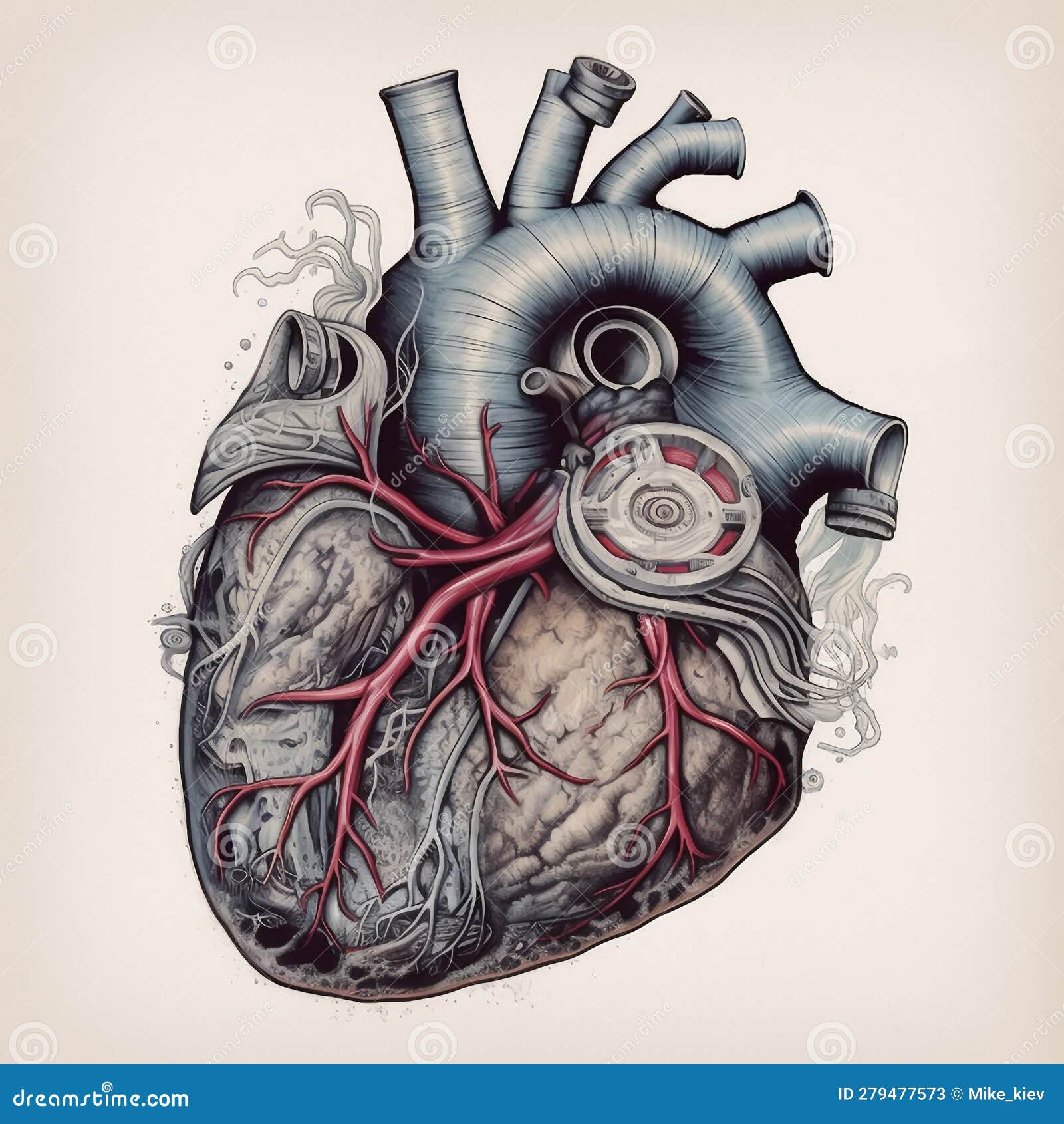 Heart engine, concept art stock illustration. Illustration of machinery ...