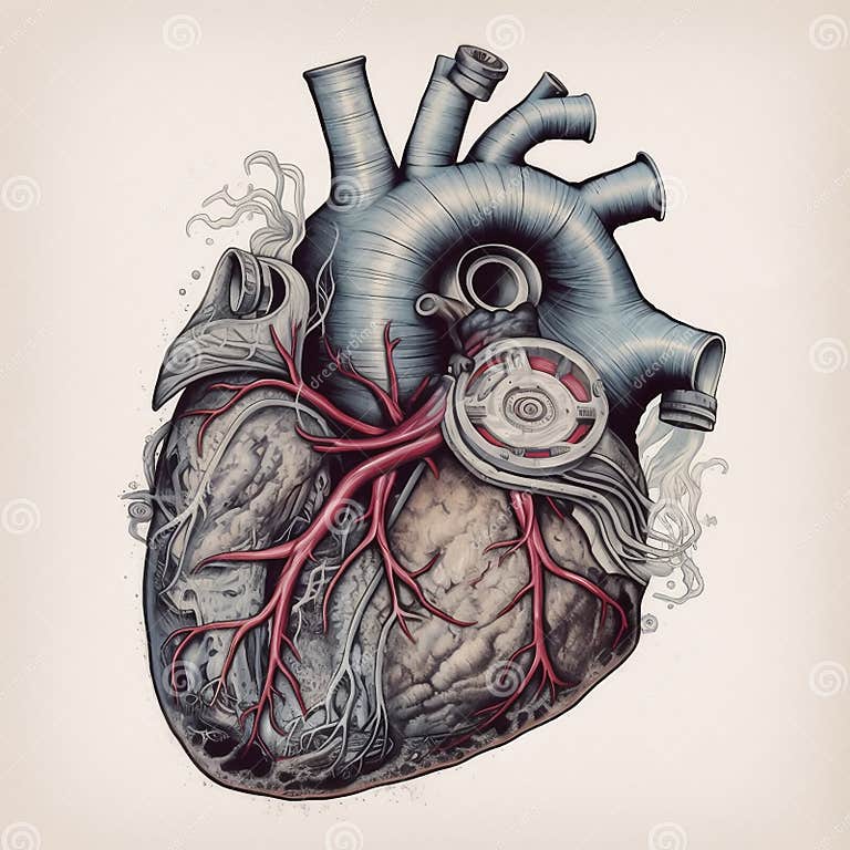 Heart engine, concept art stock illustration. Illustration of machinery ...