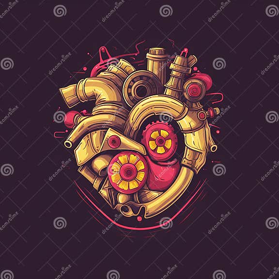 Heart engine, concept art stock illustration. Illustration of organ ...