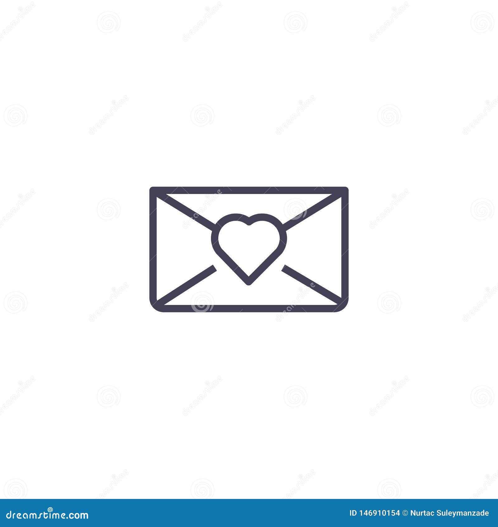 Heart Envelope Icon, Line and Modern Icon. Stock Illustration ...