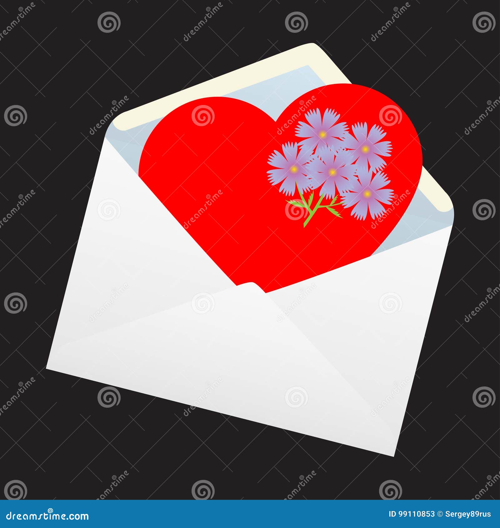 Heart And Envelope Painted In Watercolor On A White Background ...