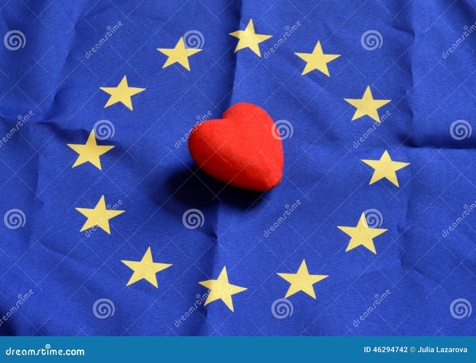 Heart with Europe Flag Texture on a Blue Background. on Nov 1, 2014 ...