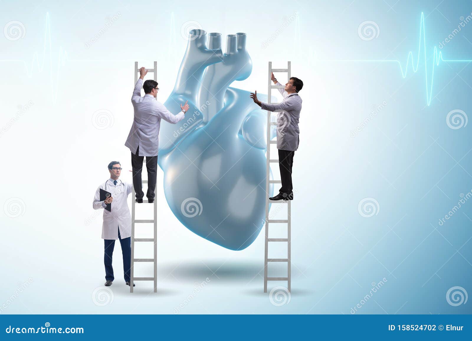 Heart Examination by a Team of Doctors Stock Photo - Image of medicine ...