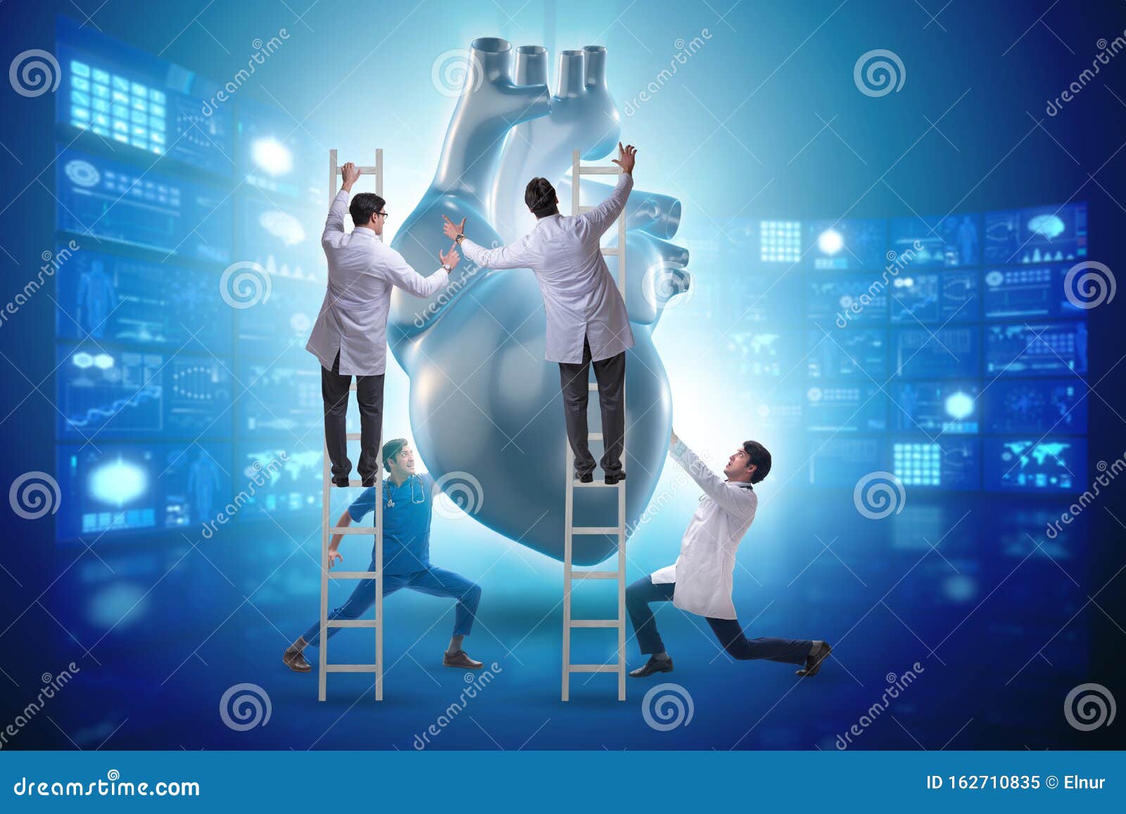 Heart Examination by a Team of Doctors Stock Image - Image of mhealth ...