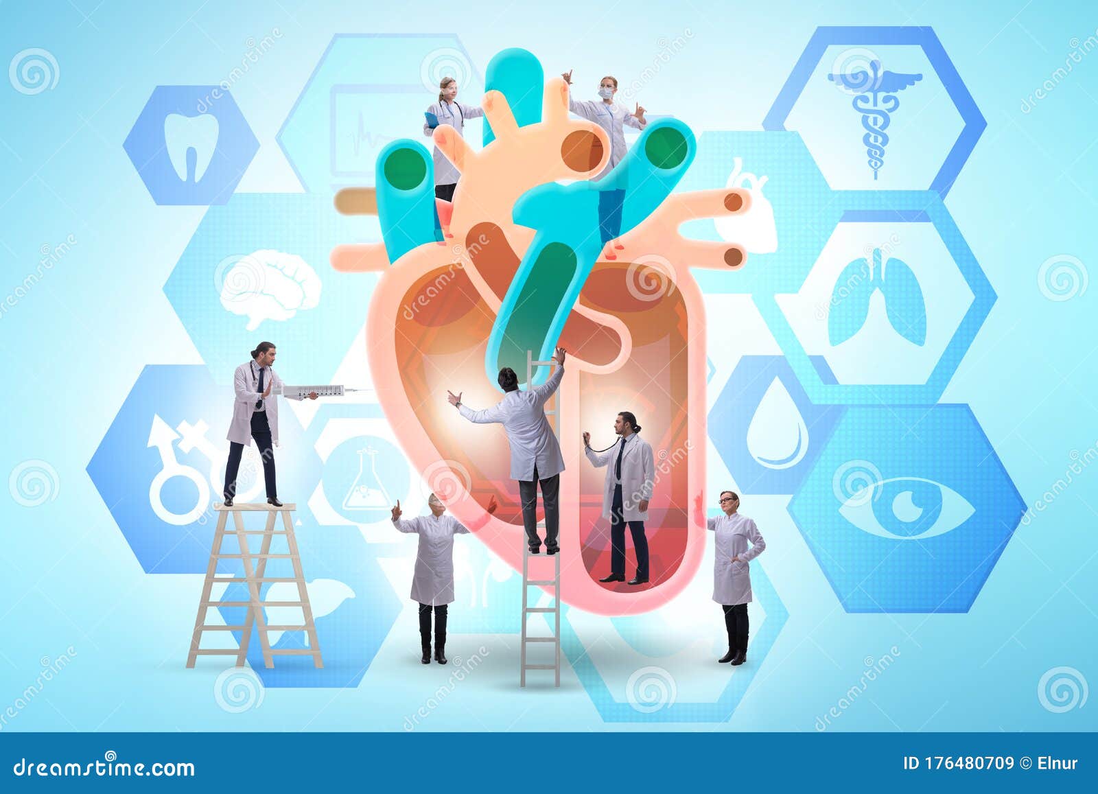 The Heart Examination by Team of Doctors Stock Image - Image of ...