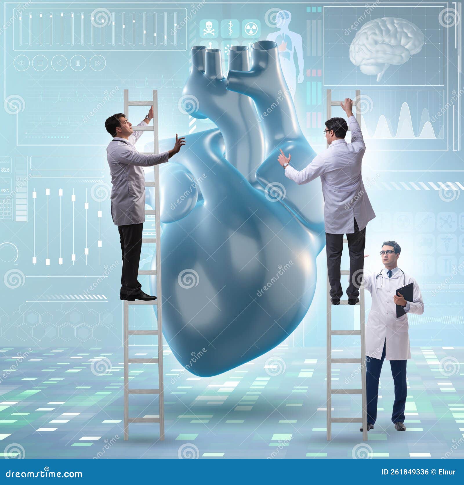 Heart Examination by a Team of Doctors Stock Photo - Image of blood ...