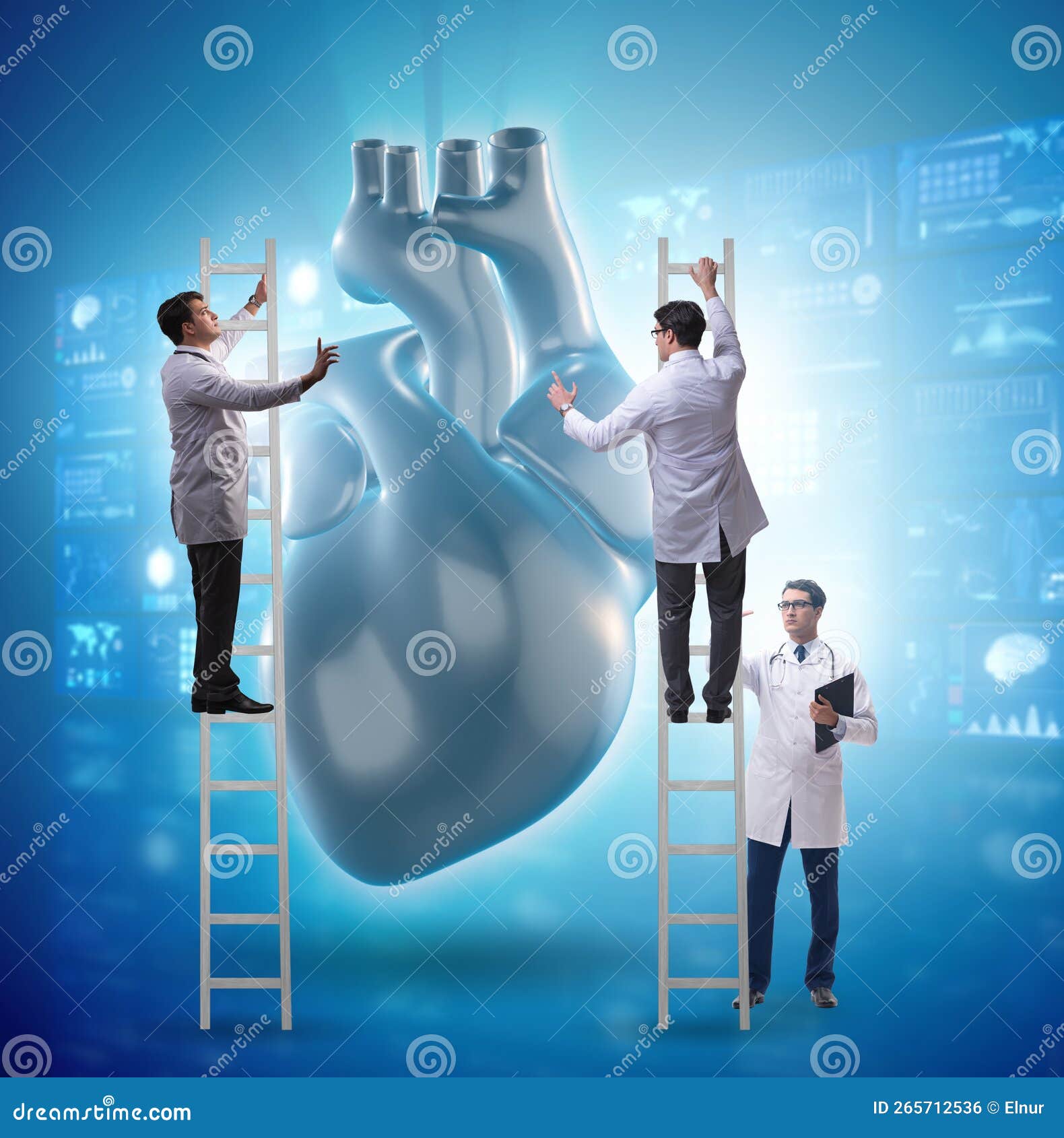 Heart Examination by a Team of Doctors Stock Illustration ...