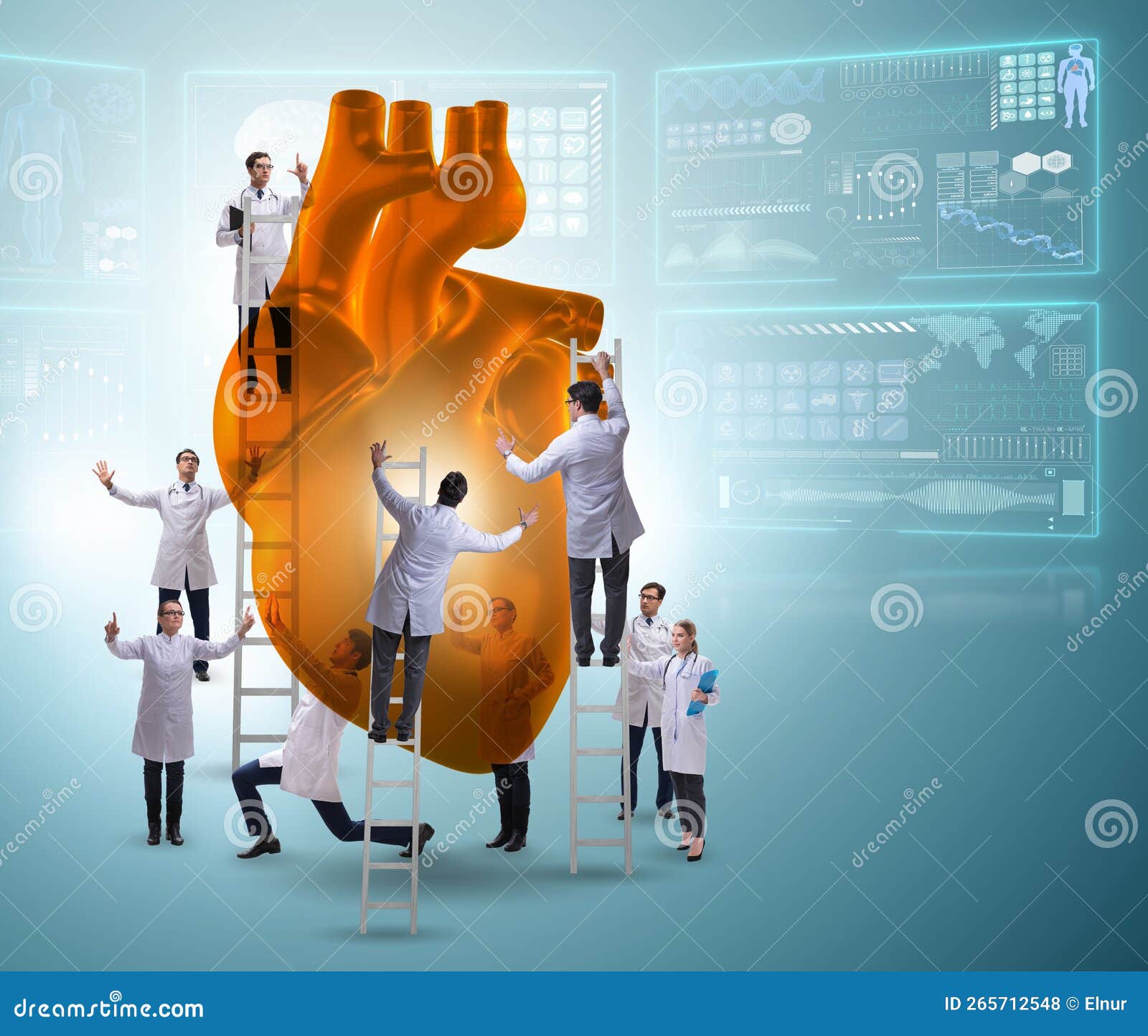 Heart Examination by a Team of Doctors Stock Photo - Image of ...