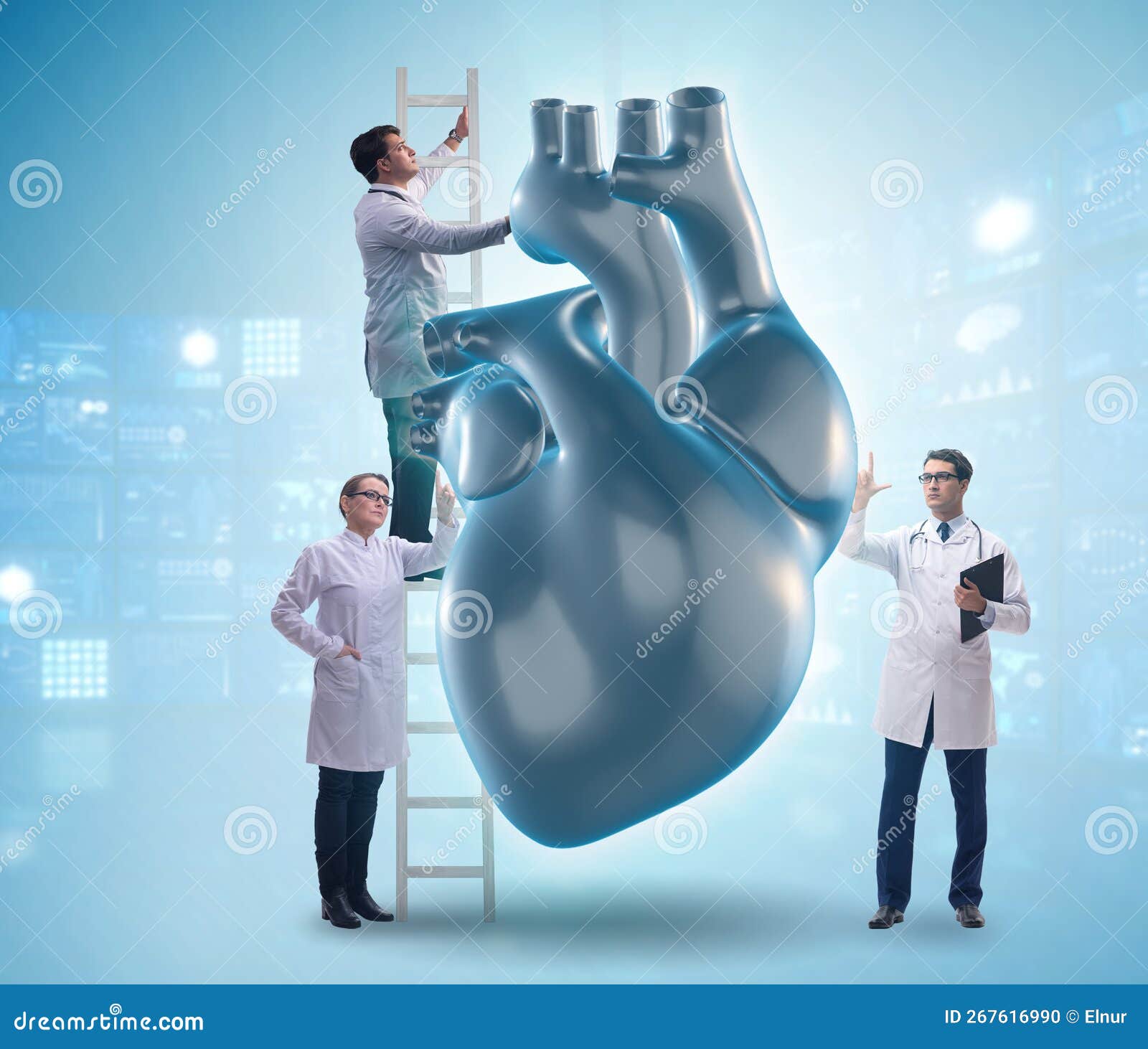 Heart Examination by a Team of Doctors Stock Photo - Image of mhealth ...