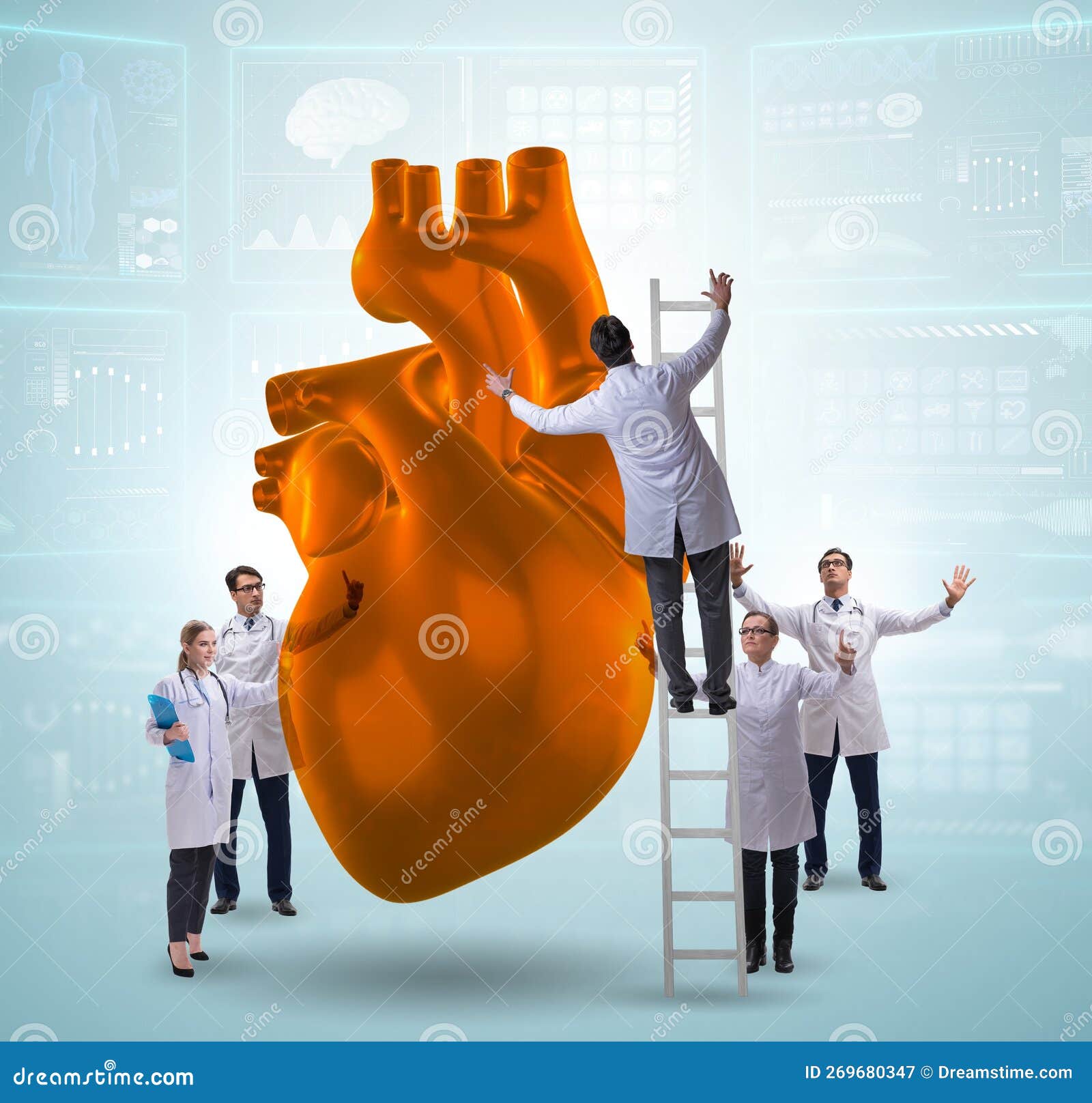 Heart Examination by a Team of Doctors Stock Illustration ...