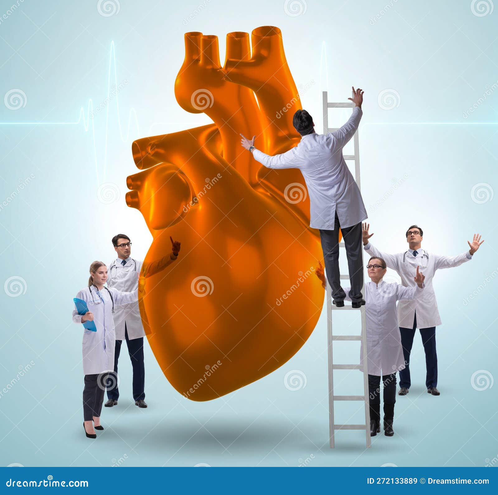 Heart Examination by a Team of Doctors Stock Image - Image of ...