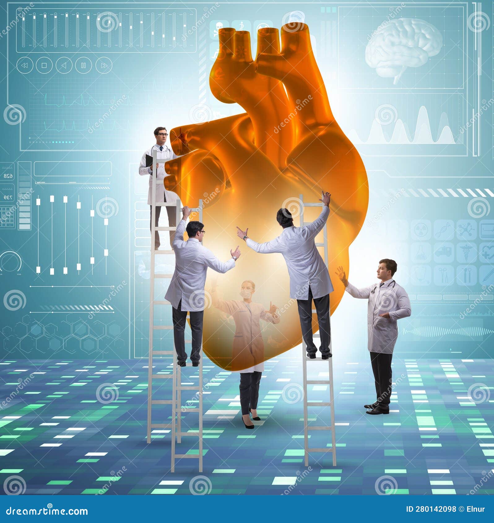 Heart Examination by a Team of Doctors Stock Photo - Image of heartbeat ...