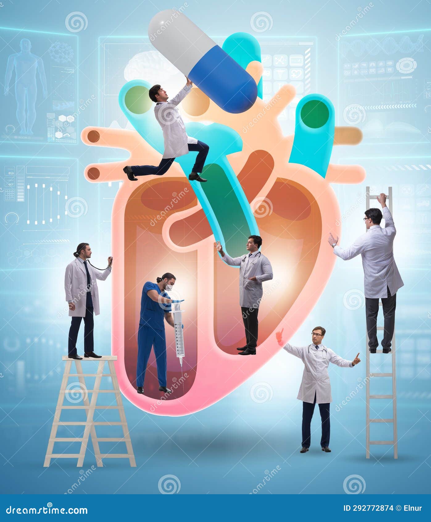 Heart Examination Symbols Doodle Set Vector Illustration ...