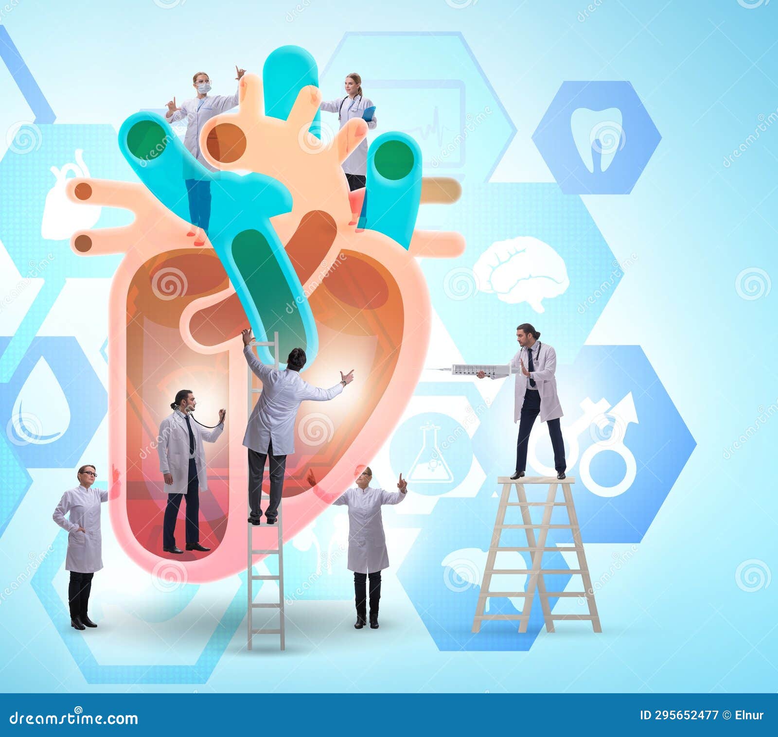 The Heart Examination by Team of Doctors Stock Image - Image of aorta ...