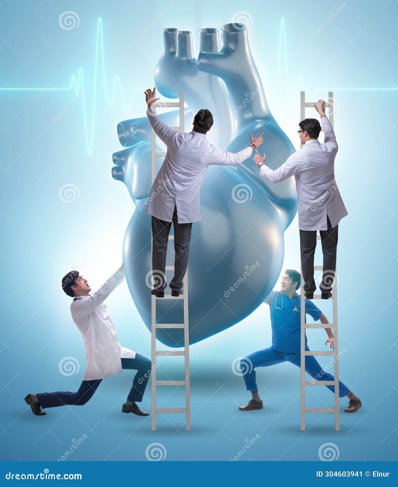 Heart Examination by a Team of Doctors Stock Image - Image of mhealth ...