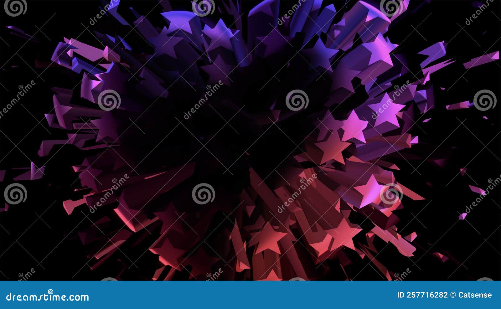 Heart Exploding in 3d Star Shapes Stock Illustration - Illustration of ...