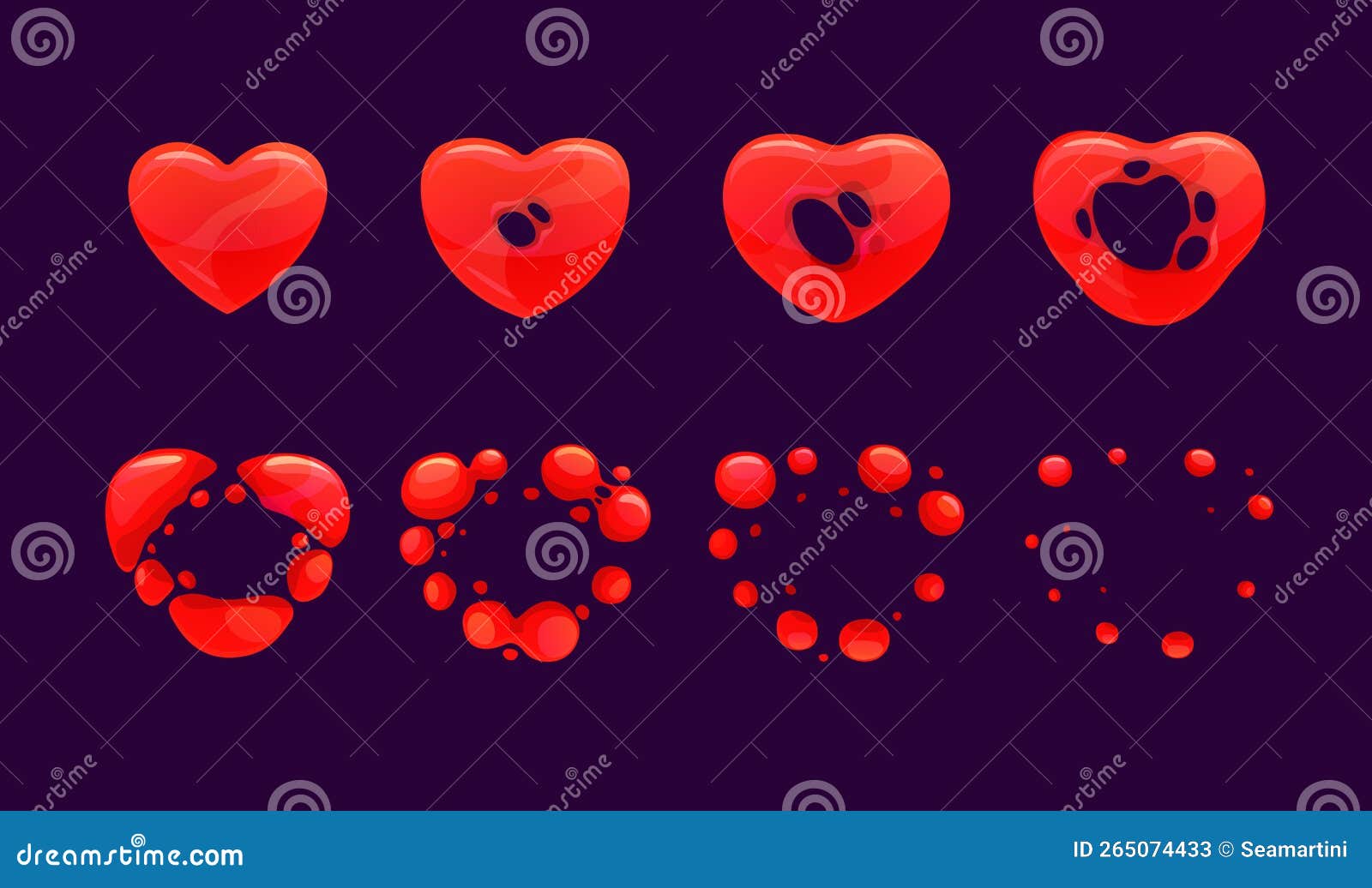Heart Explosion Sprite, Vector Animation Frame Stock Illustration ...