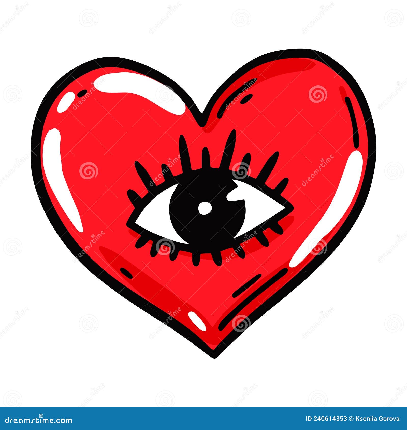 Heart with an Eye in Comic Style. Vector Illustration Stock Vector ...