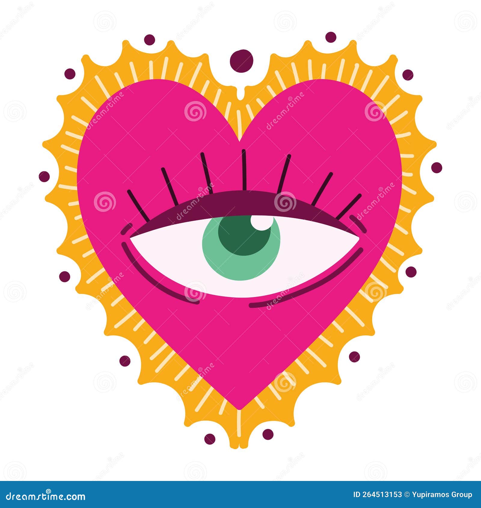 Heart with eyeball stock vector. Illustration of love - 264513153