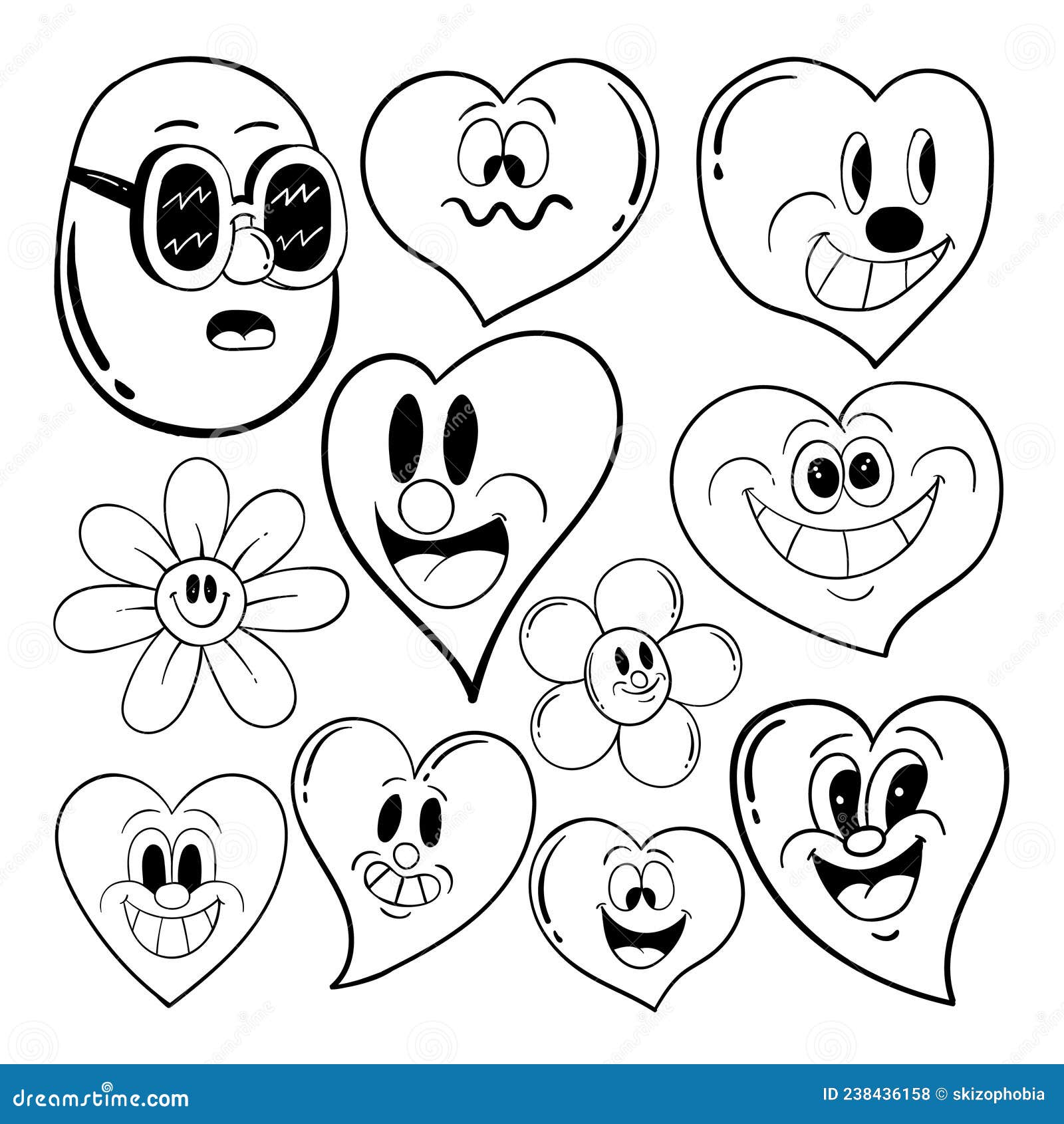 Heart Face Doodle with Hand Drawn Style, Premium Vector Stock Vector ...