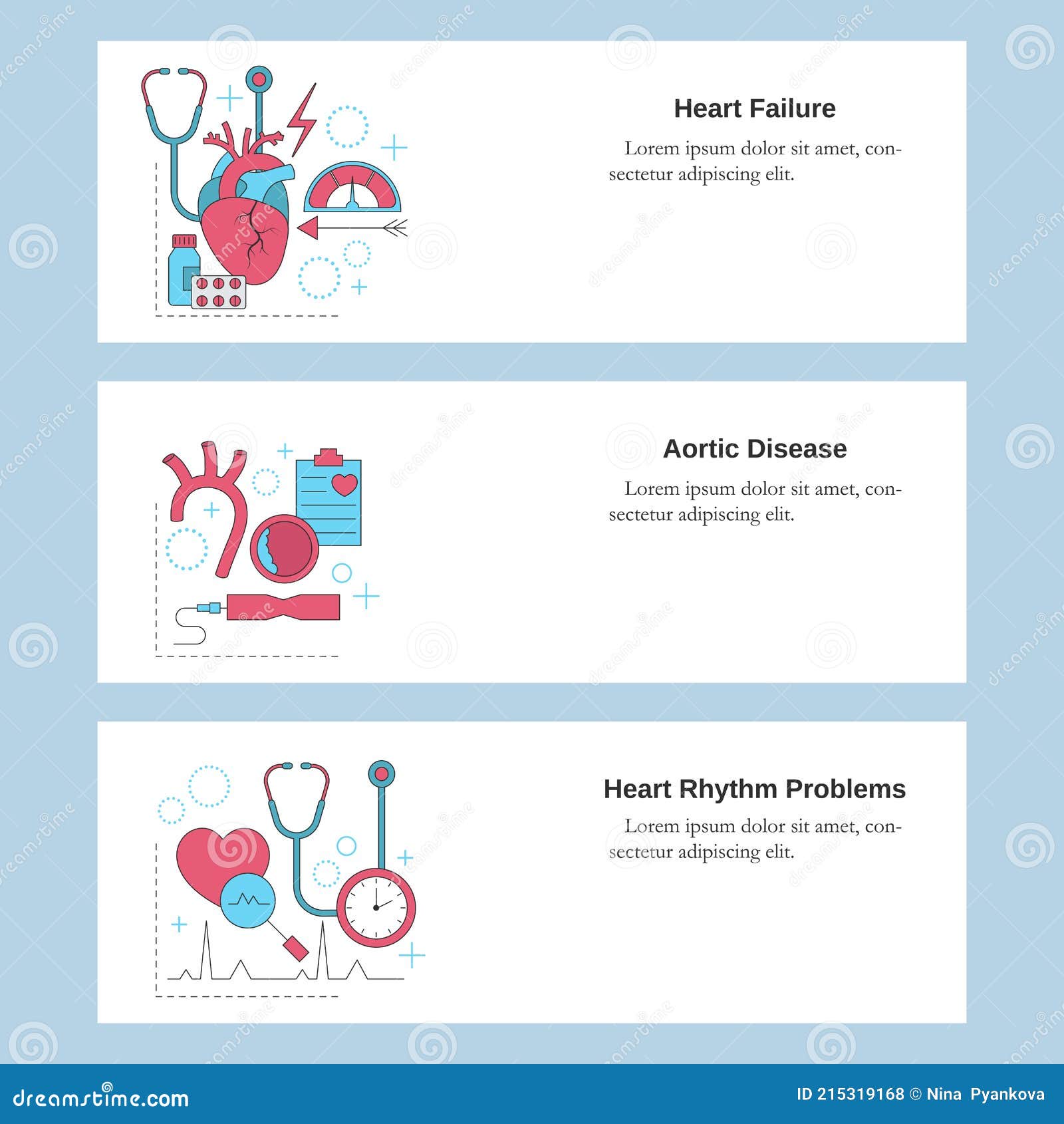 Heart Failure, Aortic Disease, Heart Rhythm Problems Cartoon Vector ...