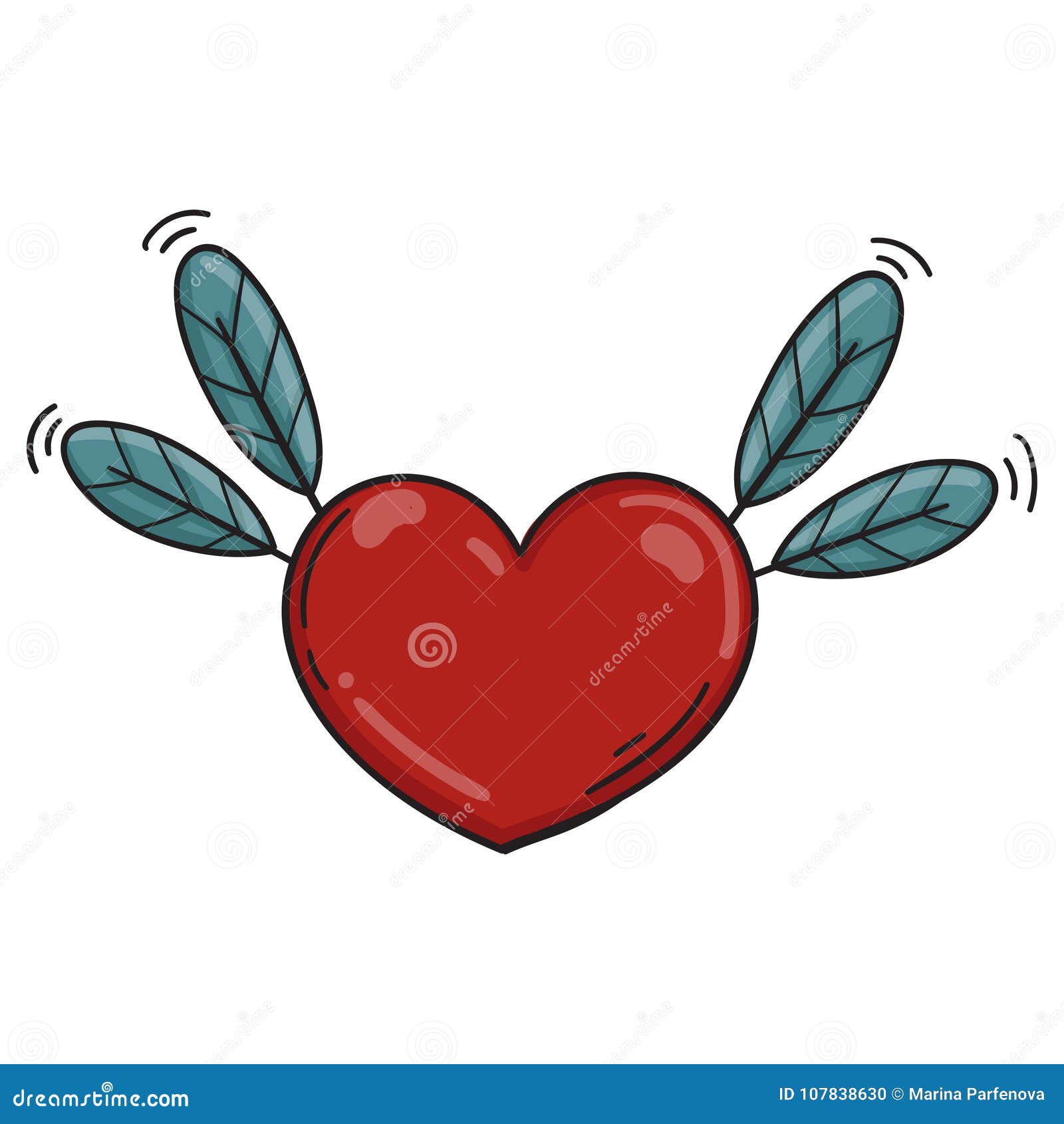 Heart Feather Colored Icon stock vector. Illustration of date - 107838630