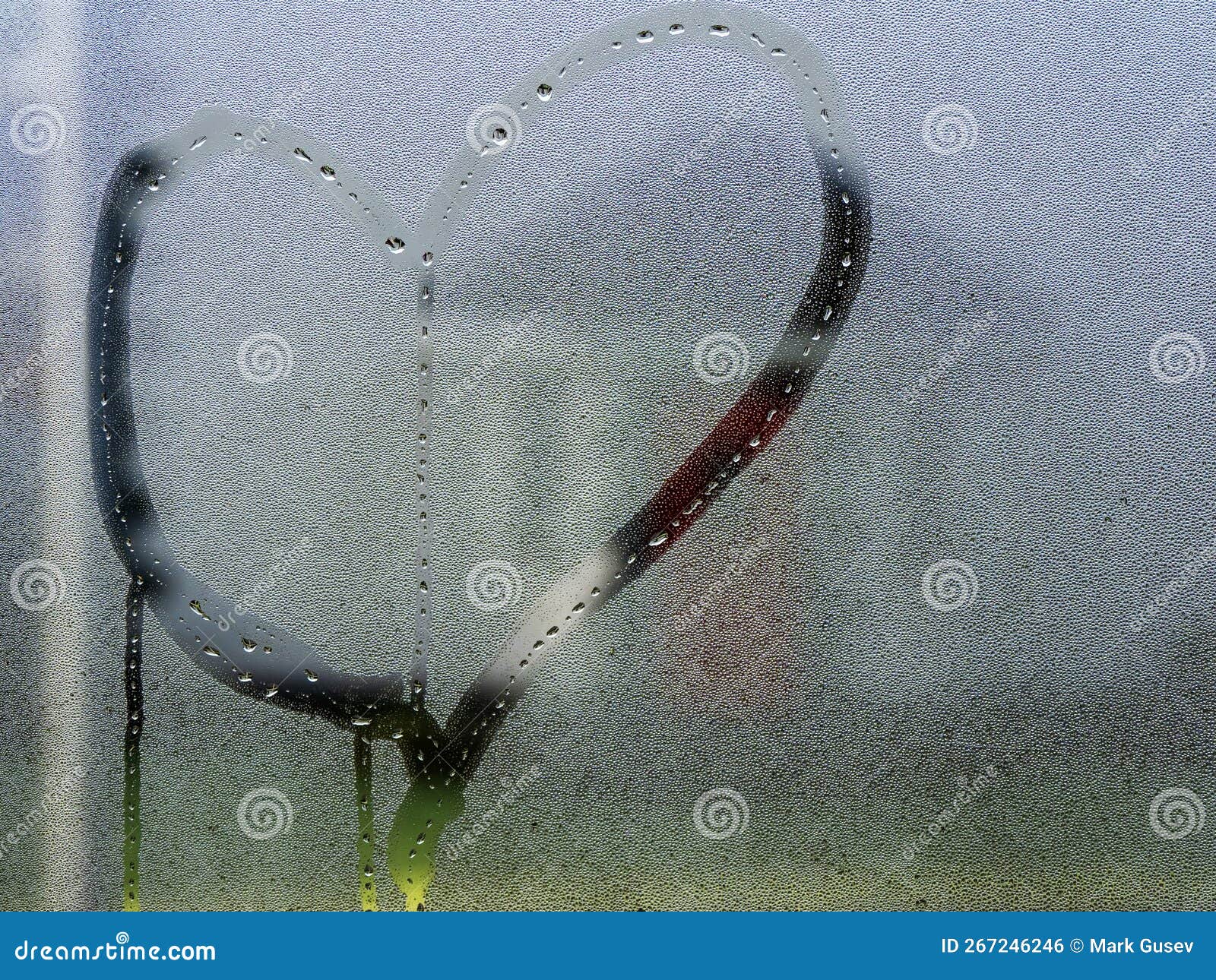 Heart Finger Drawing on a Condensate on a Window Surface. Expression of ...