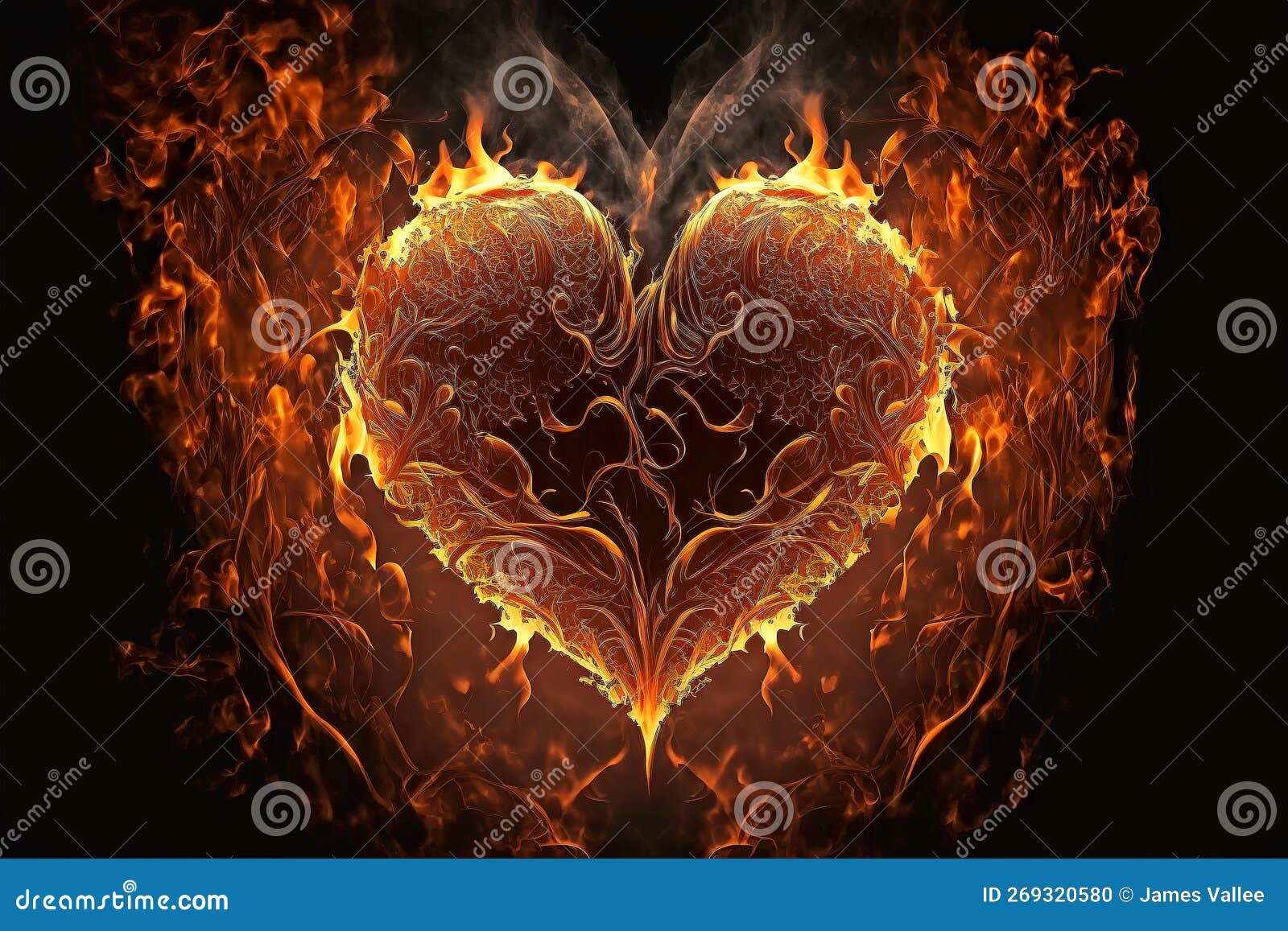 Heart on Fire - Ai Generative Stock Illustration - Illustration of ...