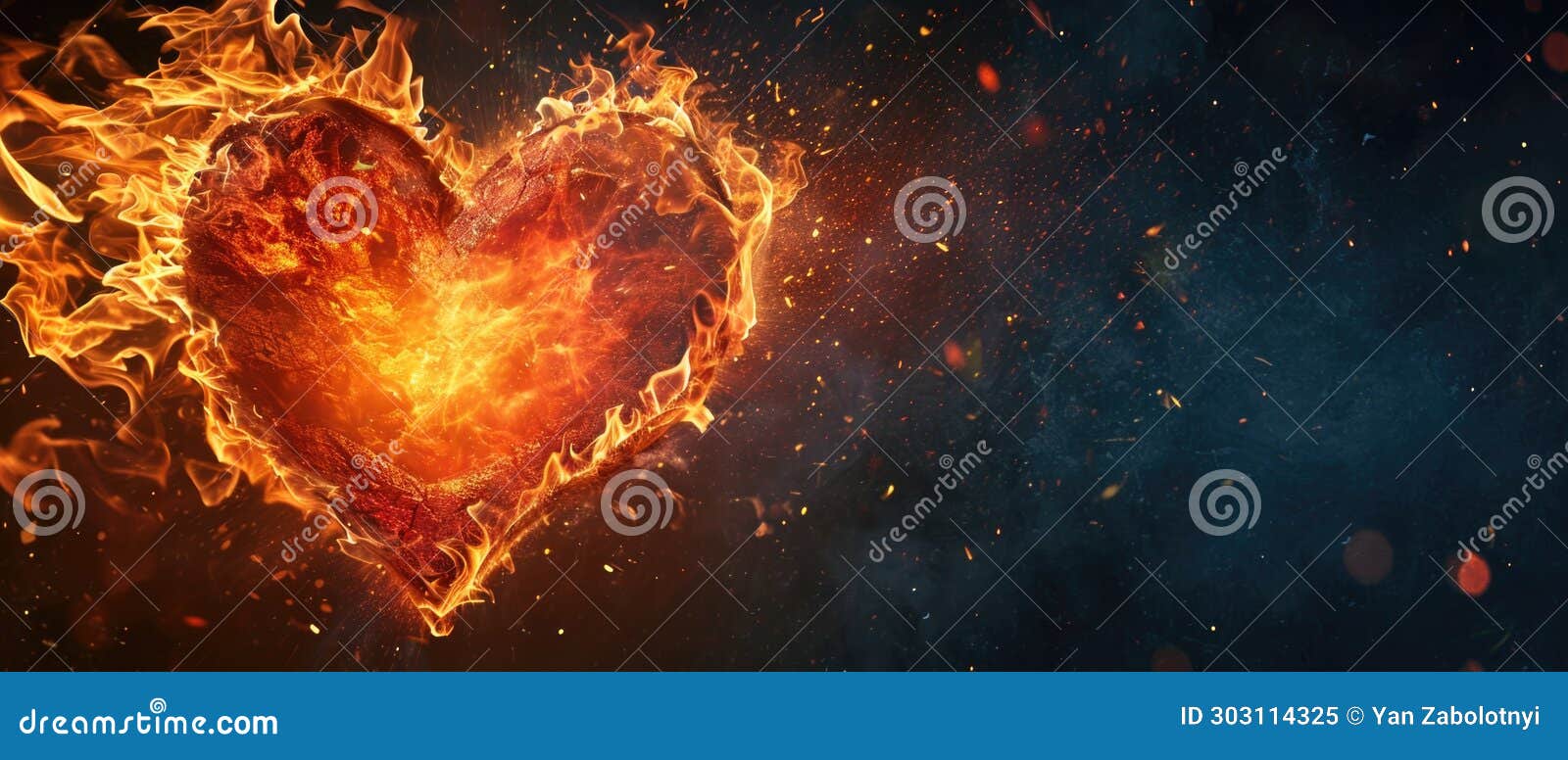 Heart on Fire Appears on Dark Background Stock Illustration ...