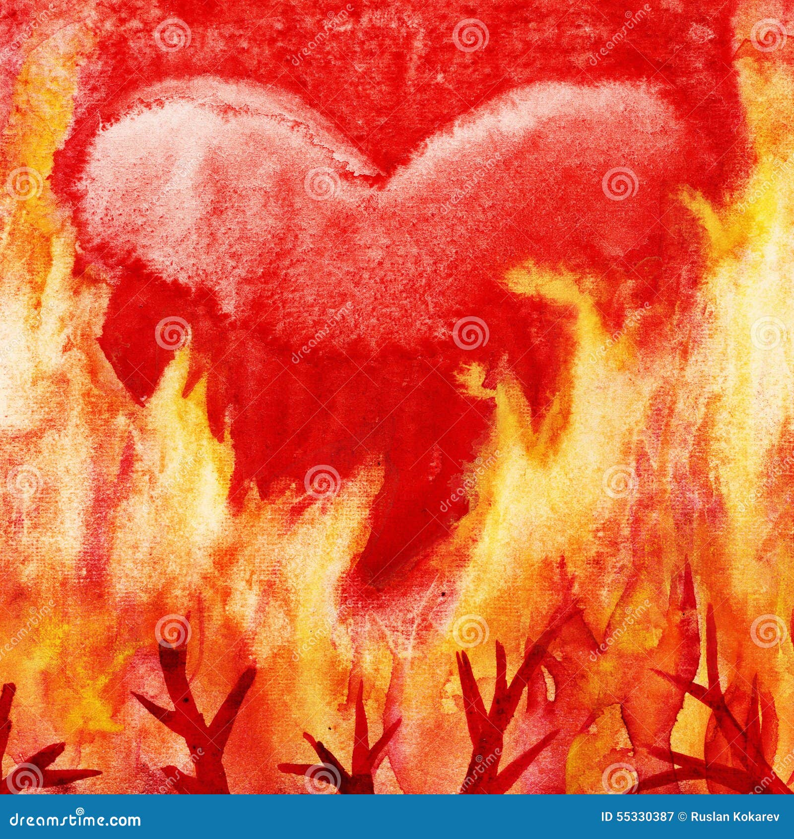 Heart in fire. stock illustration. Illustration of handmade - 55330387
