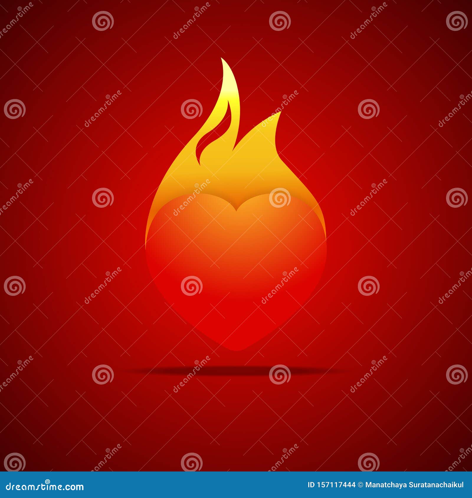 Heart on fire. stock illustration. Illustration of shape - 157117444
