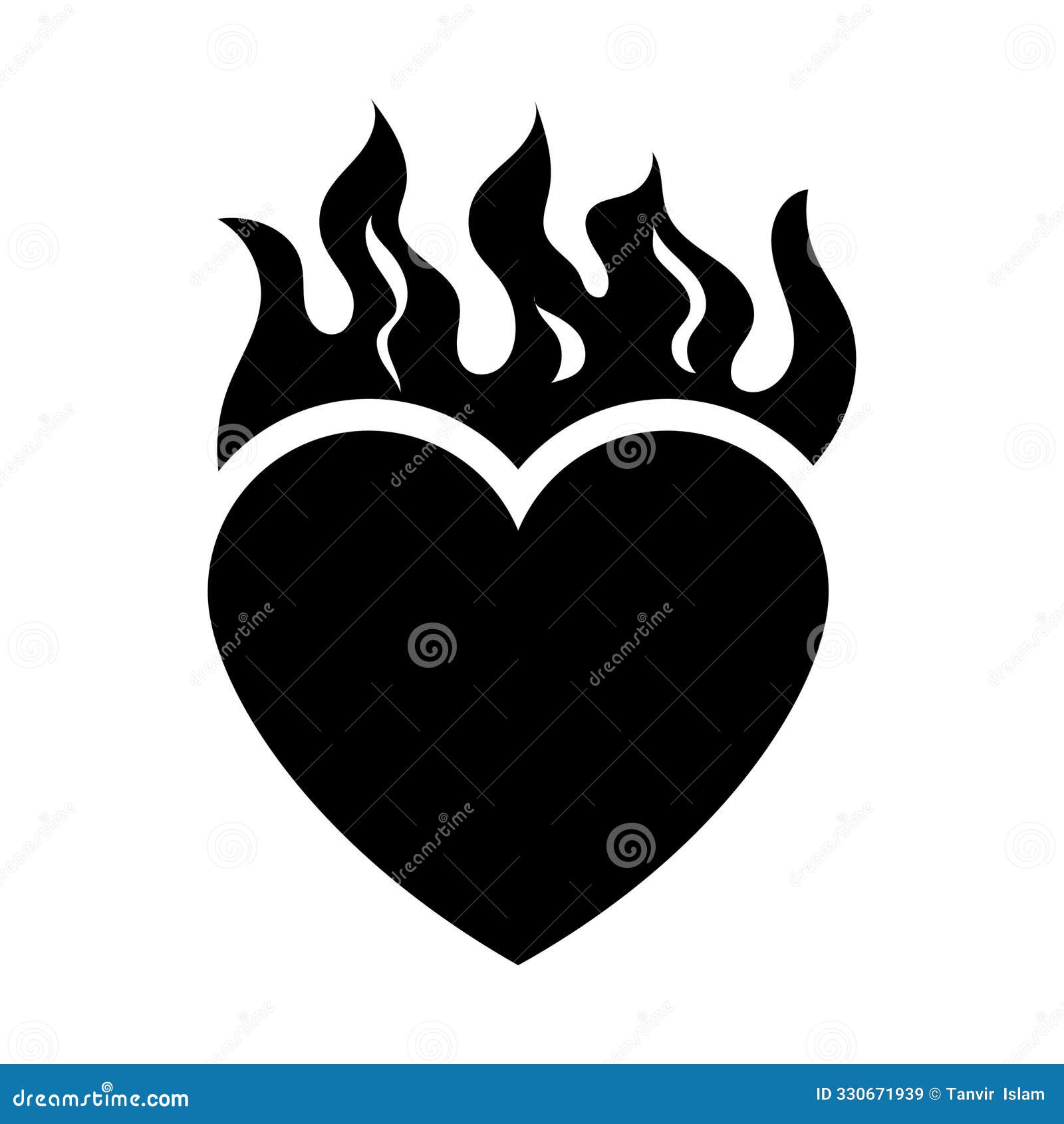 Heart In Fire A Flamy Logo Heart With A Realistic Effect, Showing The ...