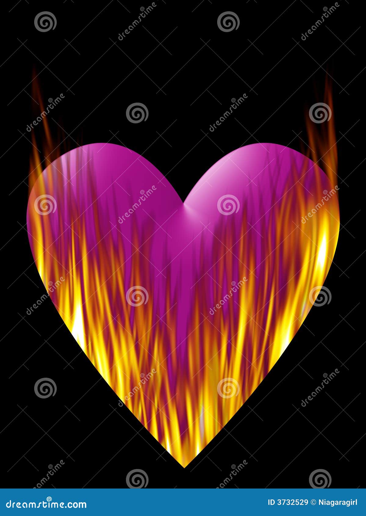 Heart on Fire in Pink stock illustration. Illustration of digital - 3732529