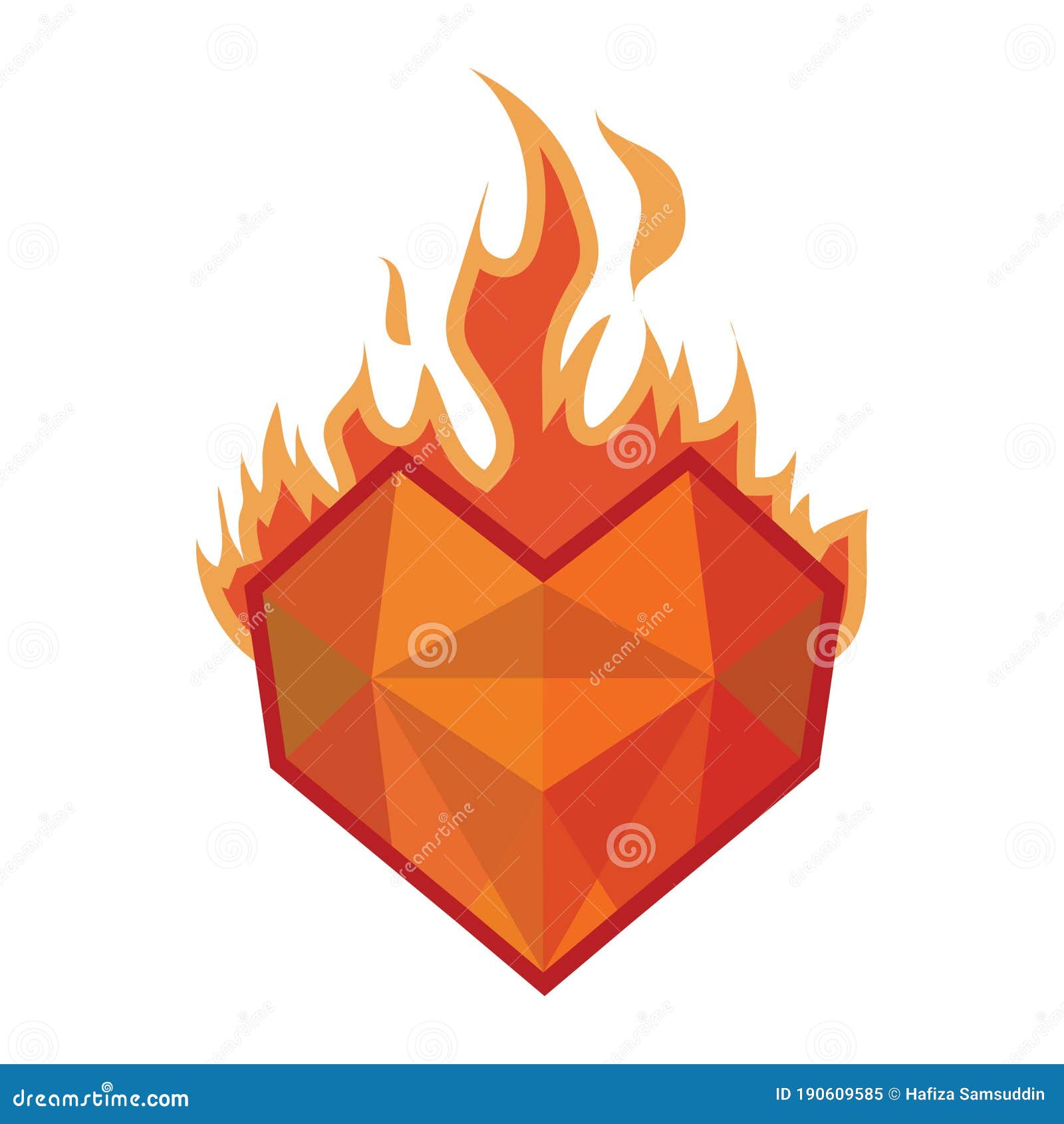 Heart on Fire. Vector Illustration Decorative Design Stock Vector ...