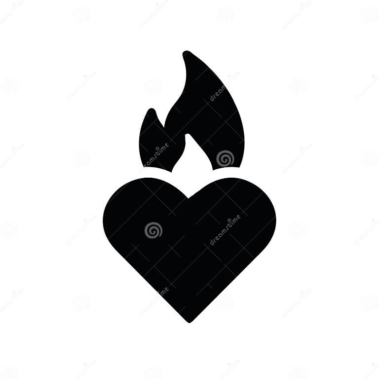 Heart on fire stock vector. Illustration of romantic - 291792919