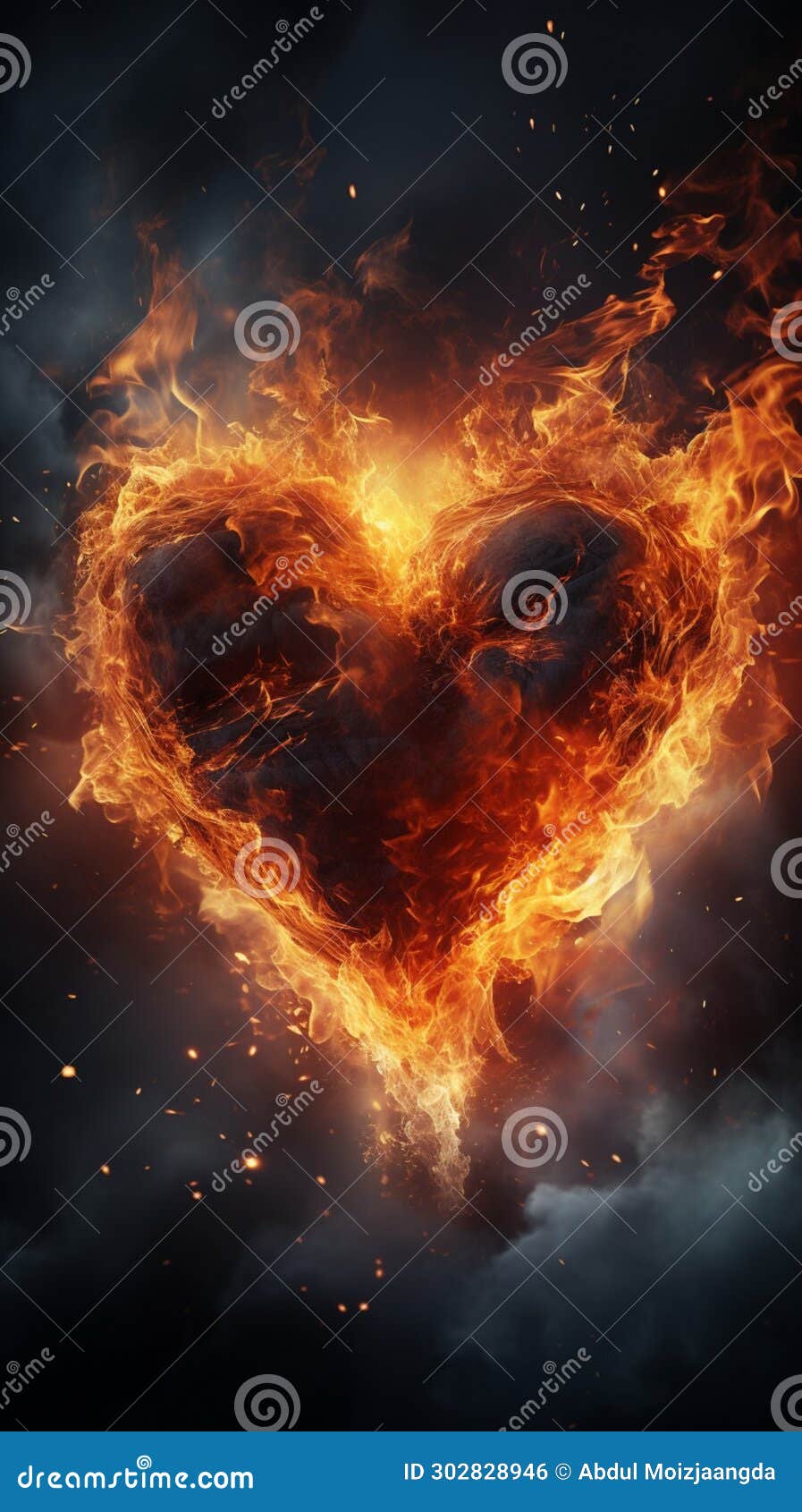 Heart in Fire a Visually Impactful Love Concept, 3D Rendering Stock ...