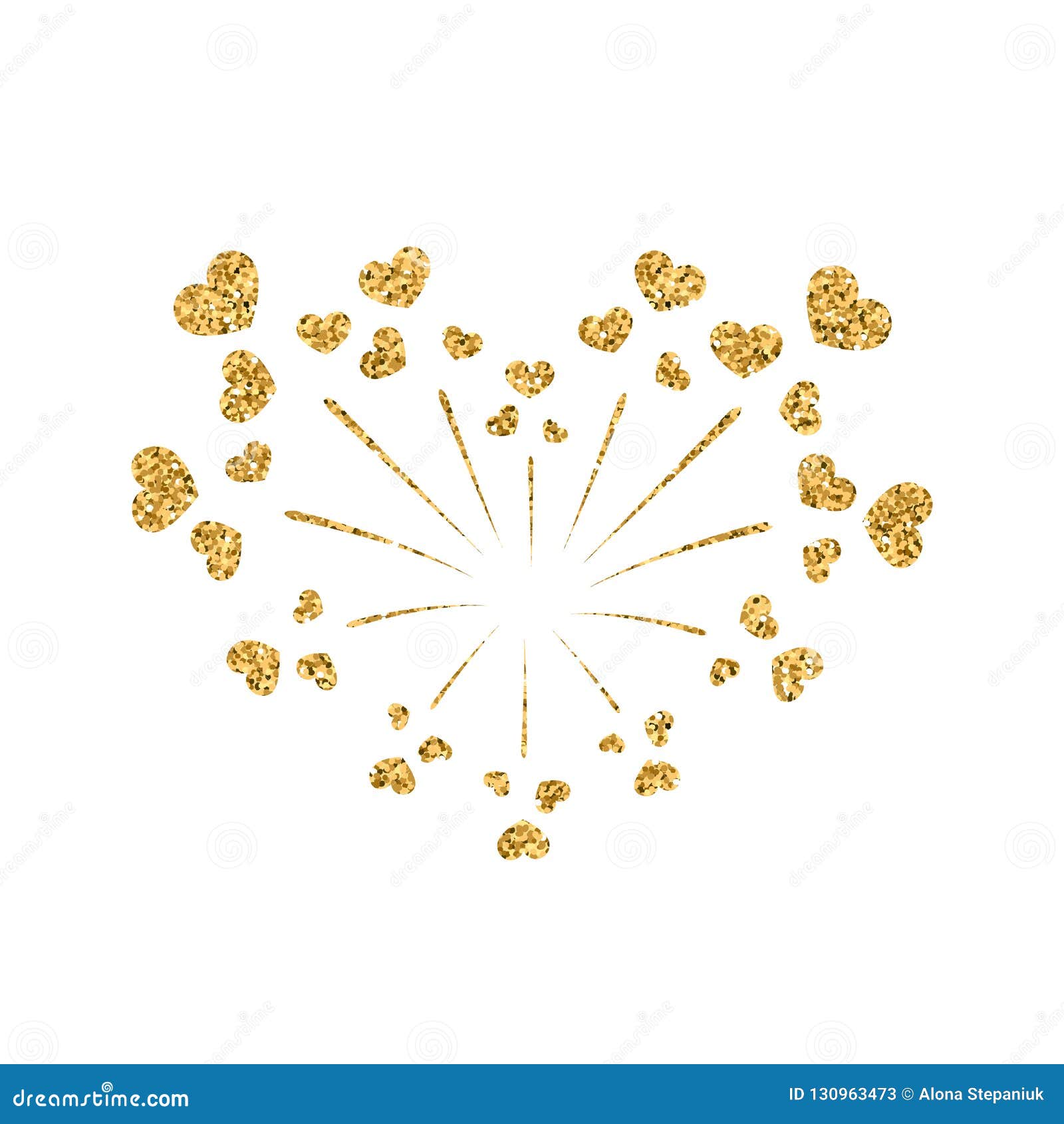 Heart Firework Gold Vector Isolated Stock Vector - Illustration of ...