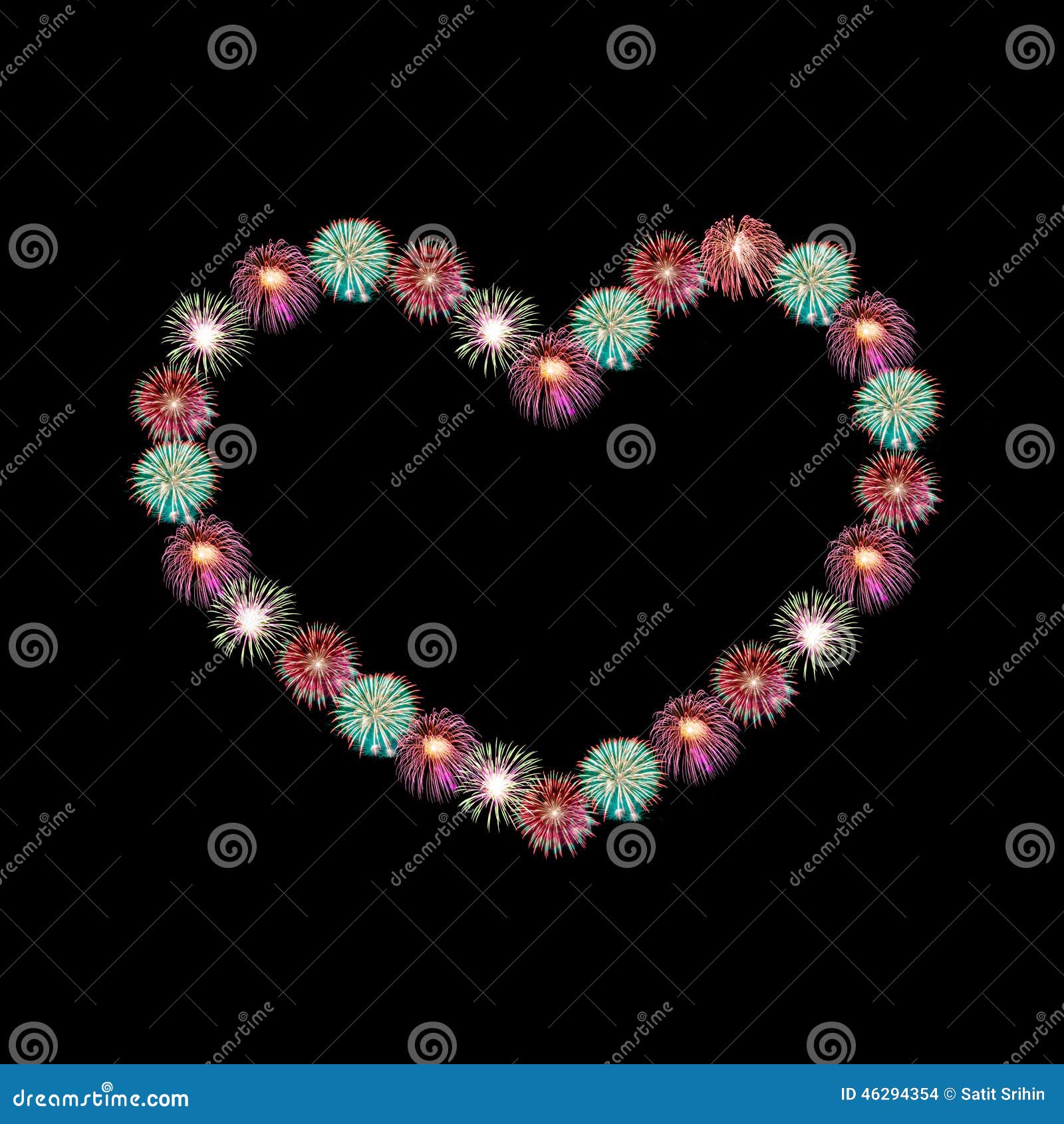 Heart firework stock illustration. Illustration of love - 46294354