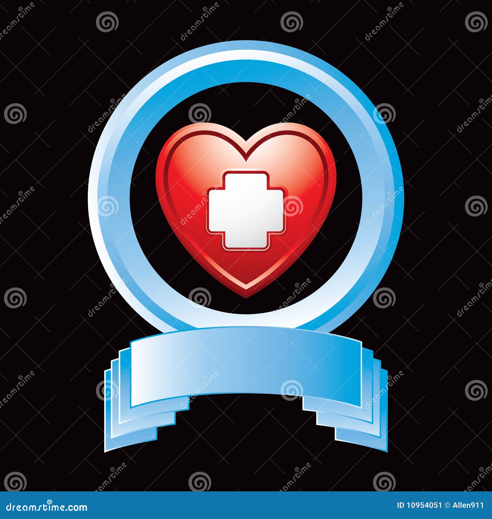 Heart with First Aid Icon in Blue Display Stock Vector - Illustration ...