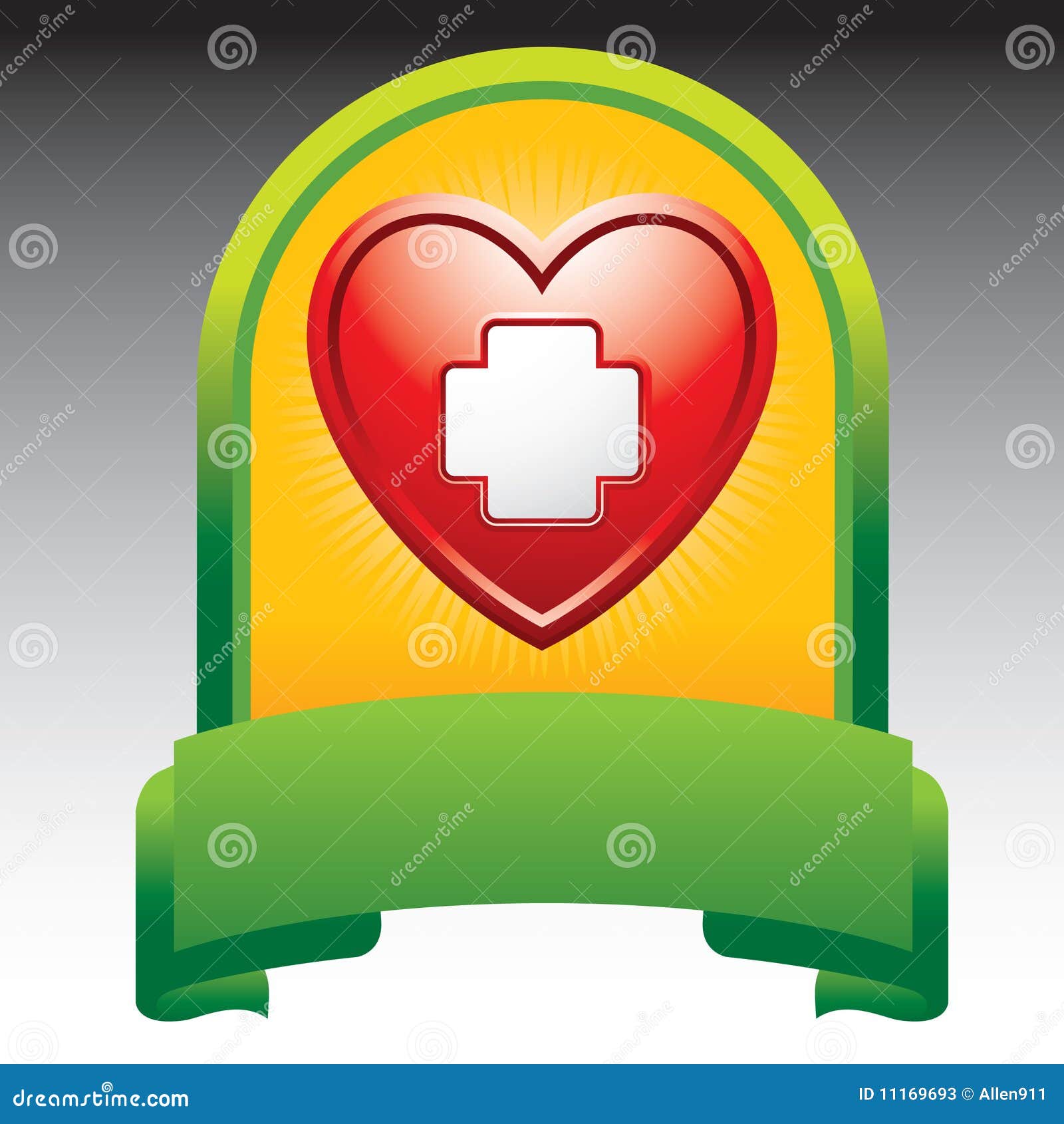 Heart with First Aid Icon in Green Display Stock Vector - Illustration ...