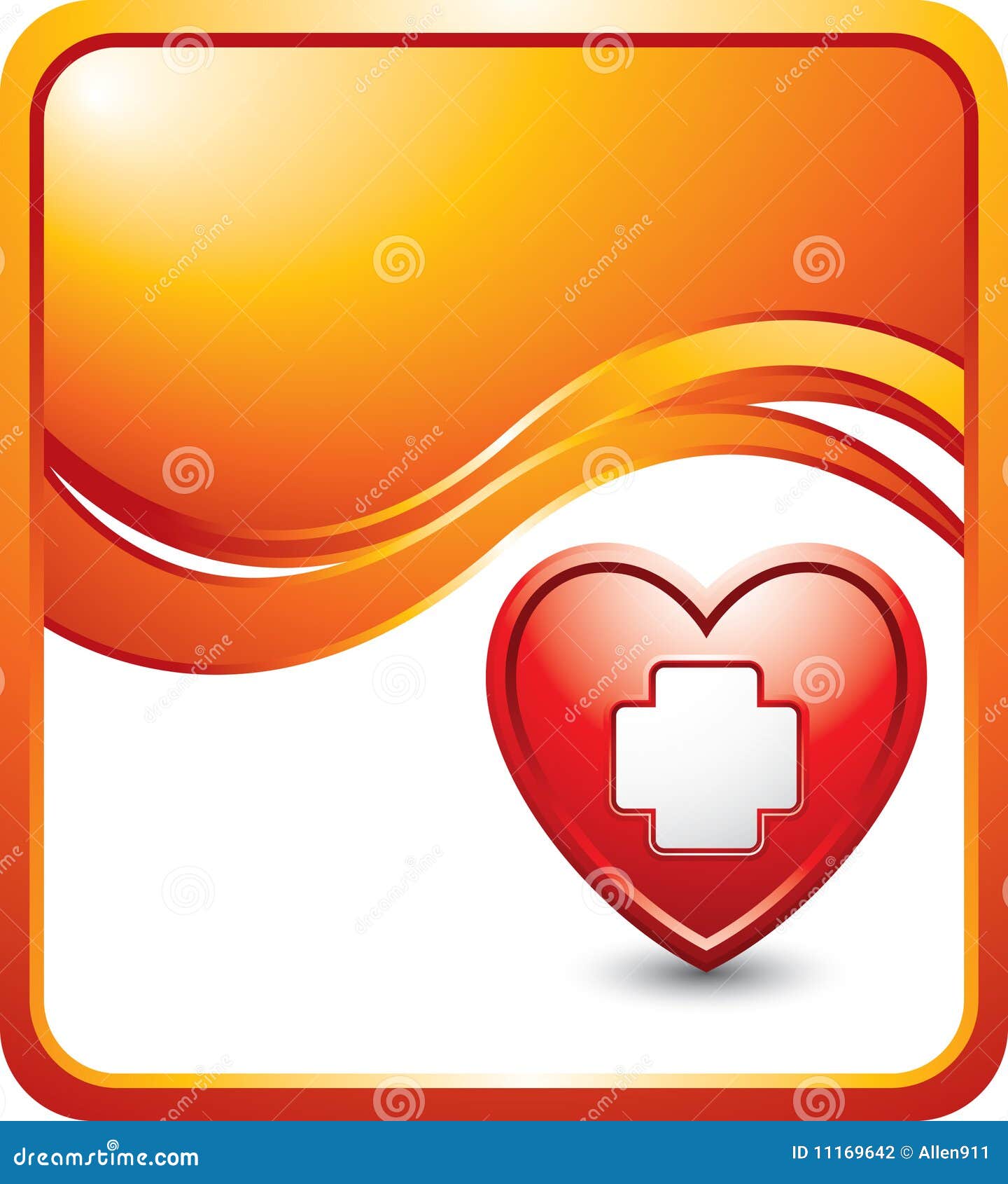 Heart with First Aid Icon on Orange Wave Ad Stock Vector - Illustration ...